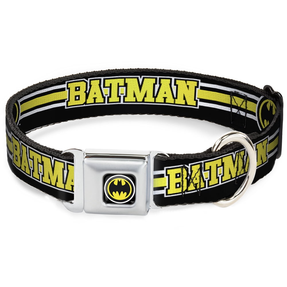 DC Comics Pet Collar, Dog Collar Metal Seatbelt Buckle, Batman Bat ...