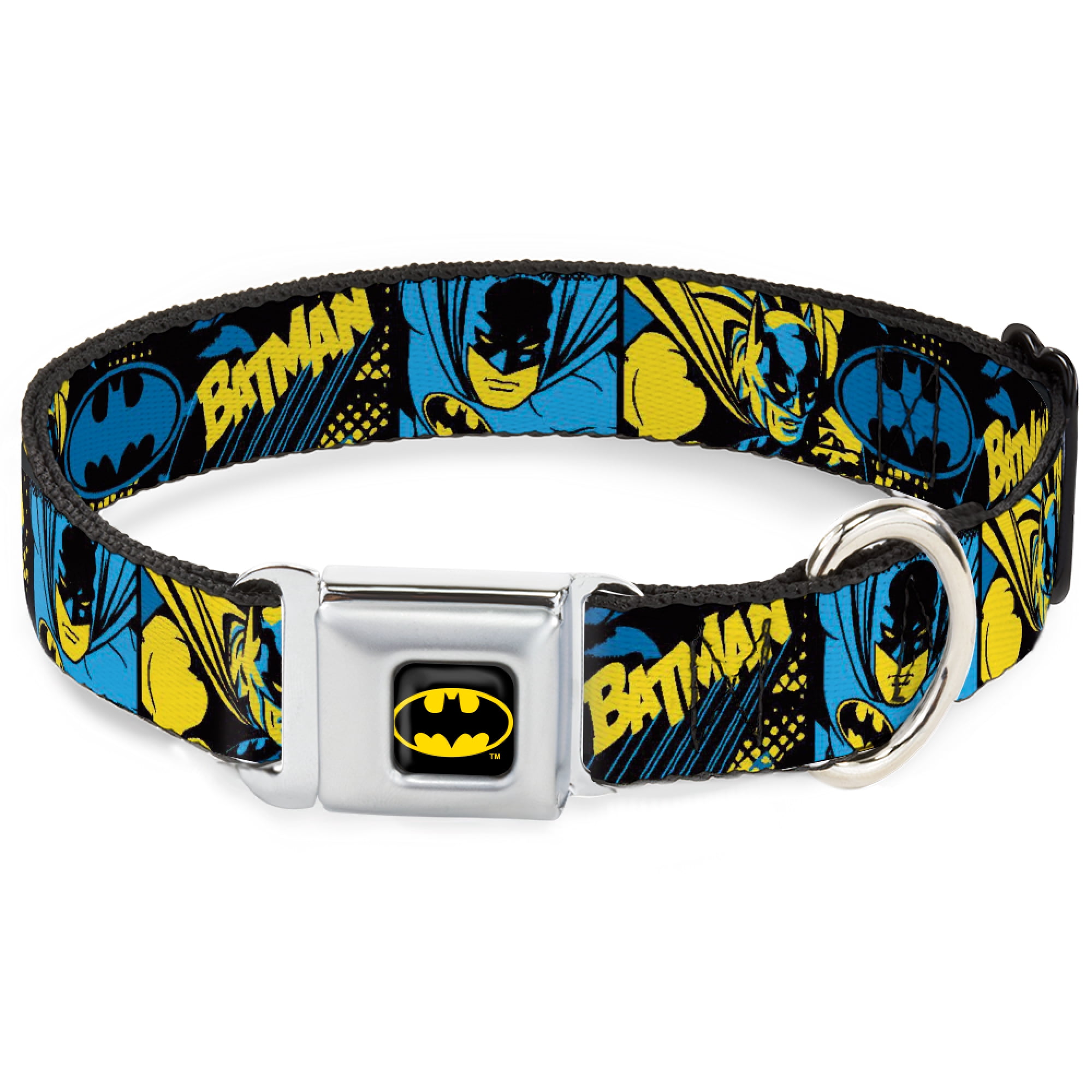 DC Comics Pet Collar, Dog Collar Metal Seatbelt Buckle, Batman Poses ...