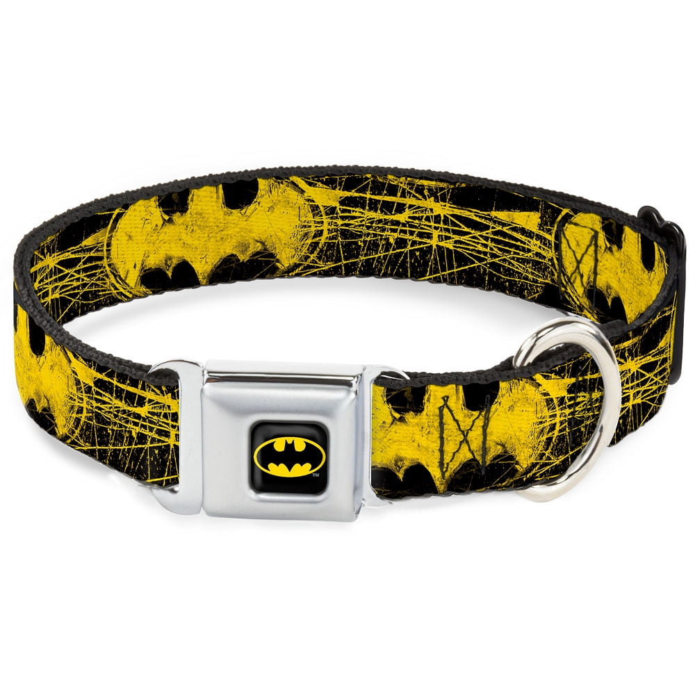 DC Comics Pet Collar, Dog Collar Metal Seatbelt Buckle, Batman Shield ...