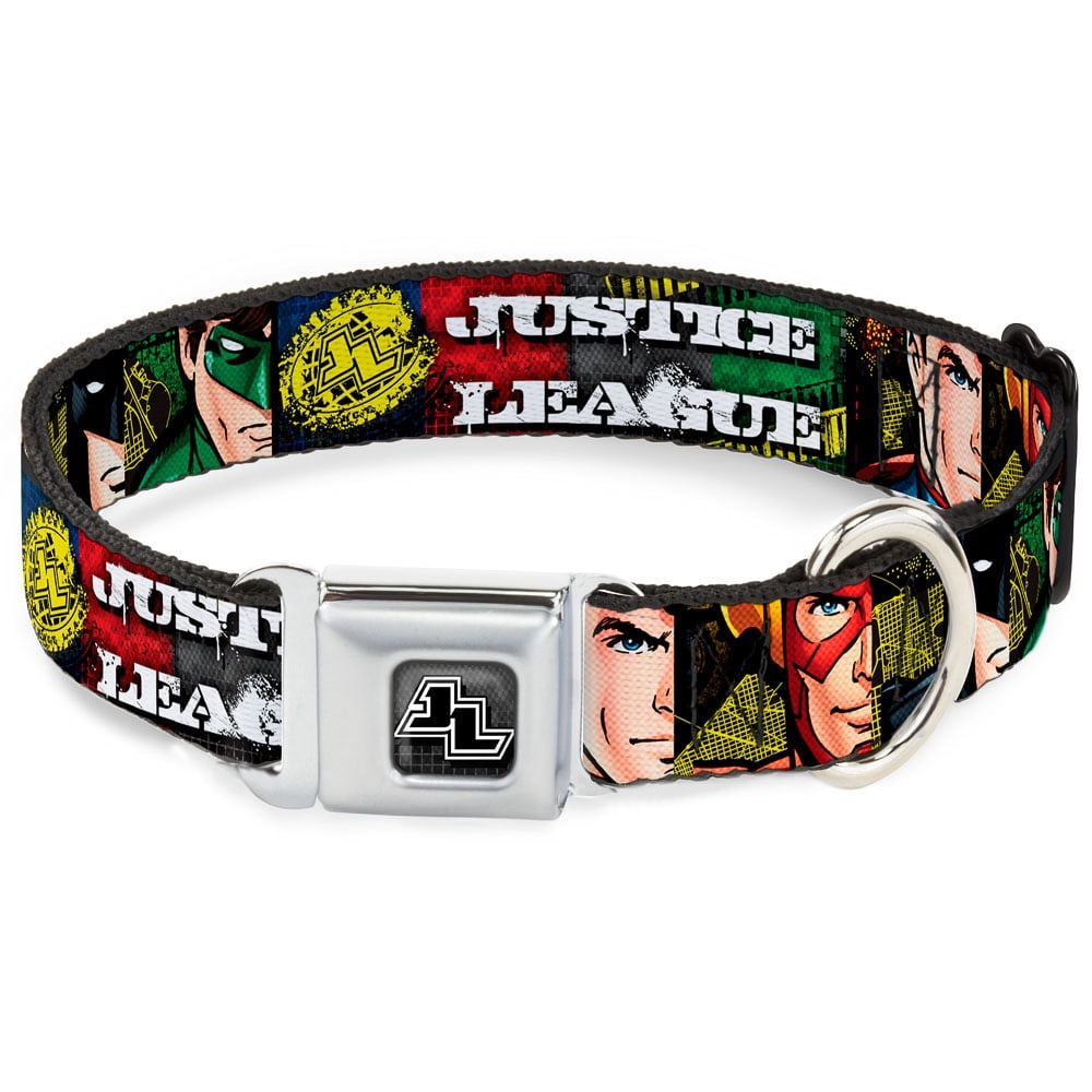 DC Comics Pet Collar, Dog Collar Metal Seatbelt Buckle, Justice League ...