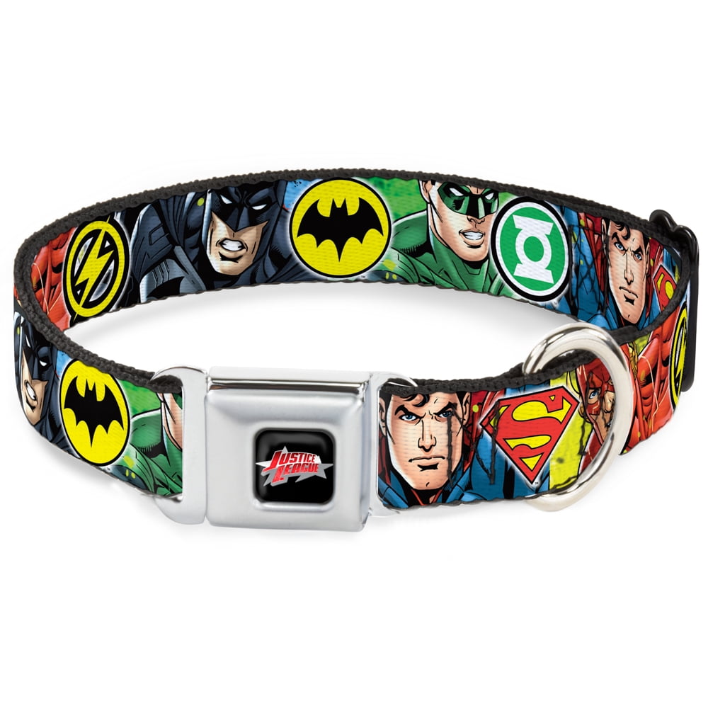 DC Comics Pet Collar, Dog Collar Metal Seatbelt Buckle, Justice League ...