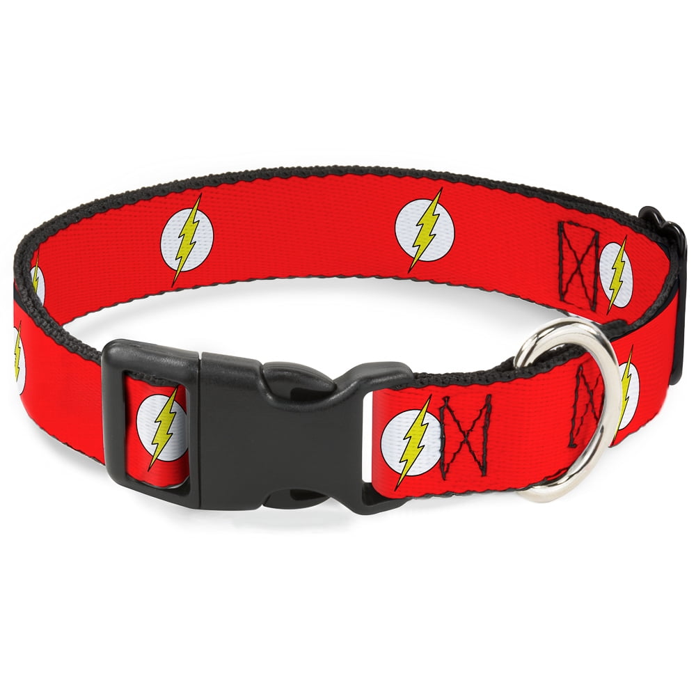DC Comics Pet Collar, Dog Collar Plastic Buckle, Flash Logo Red White ...