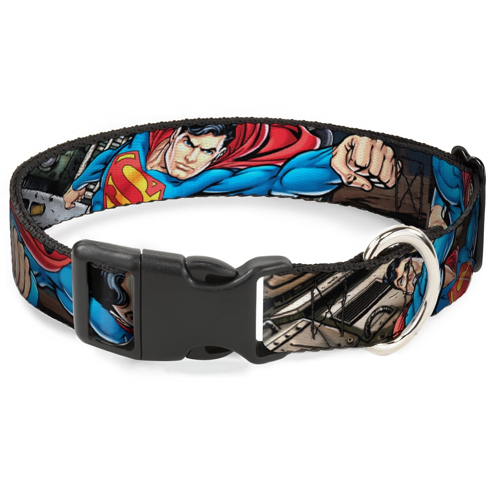 DC Comics Pet Collar, Dog Collar Plastic Buckle, Superman Metropolis ...