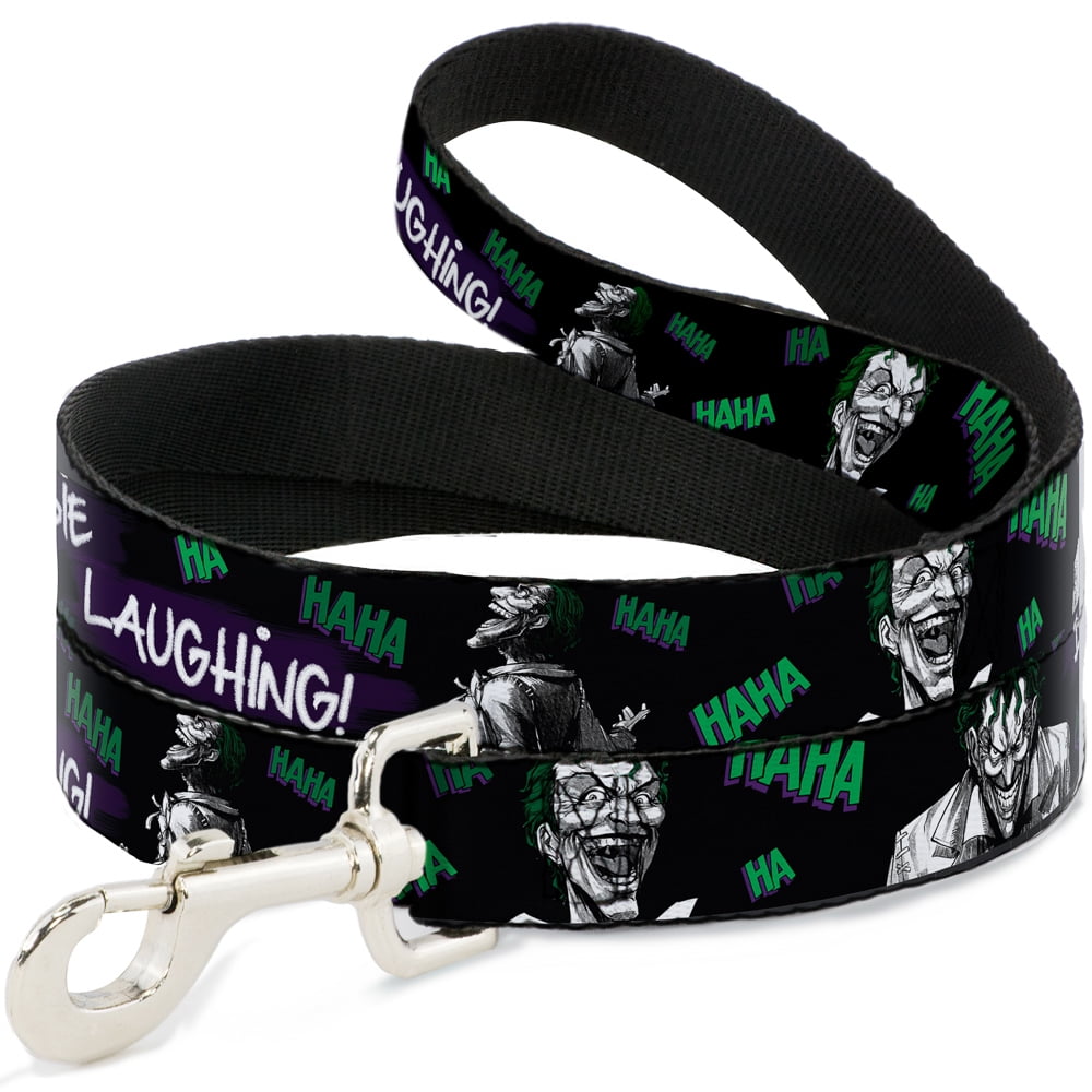 DC Comics Pet Leash, Dog Leash, Joker Die Laughing Haha Black Purple ...