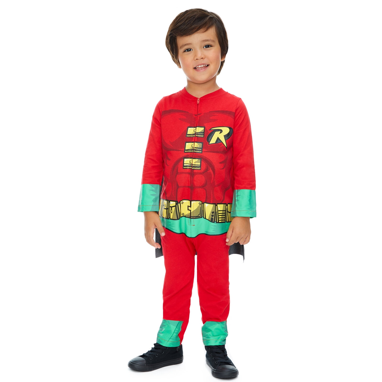 DC Comics Robin Toddler Boys Zip Up Cosplay Costume Coverall and Cape ...