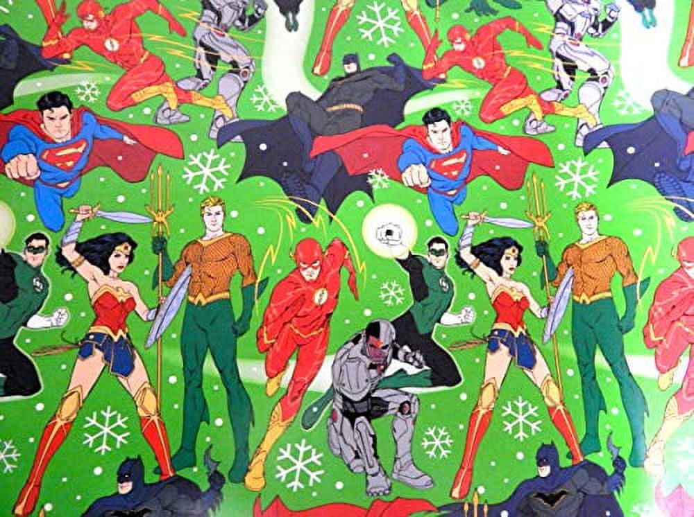 DC Comics Super Heroes Wrapping Paper - Superman, Batman, Flash, and ...