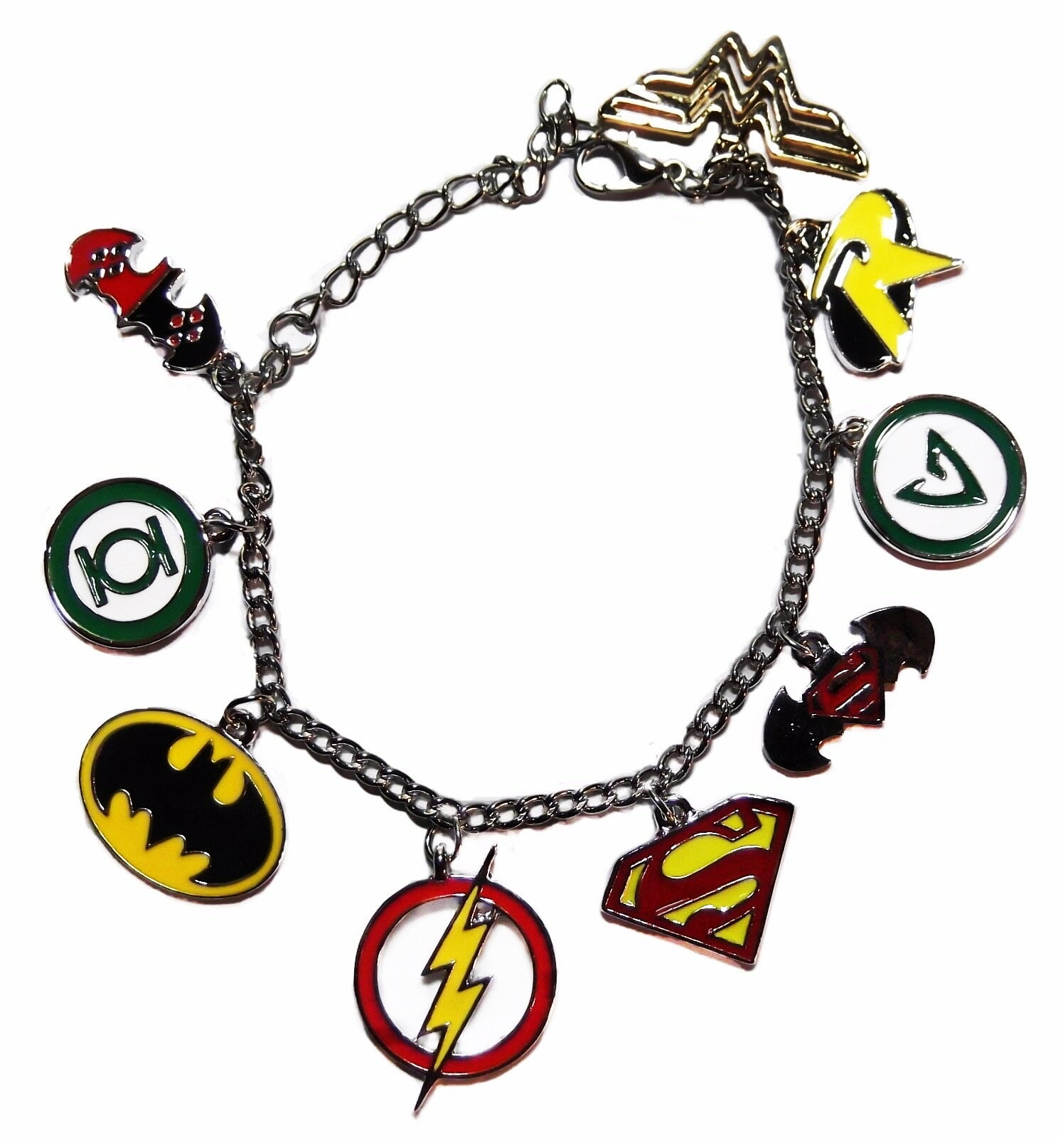 DC Comics Superheroes 9 Themed Logo Charms Silvertone Metal Charm ...