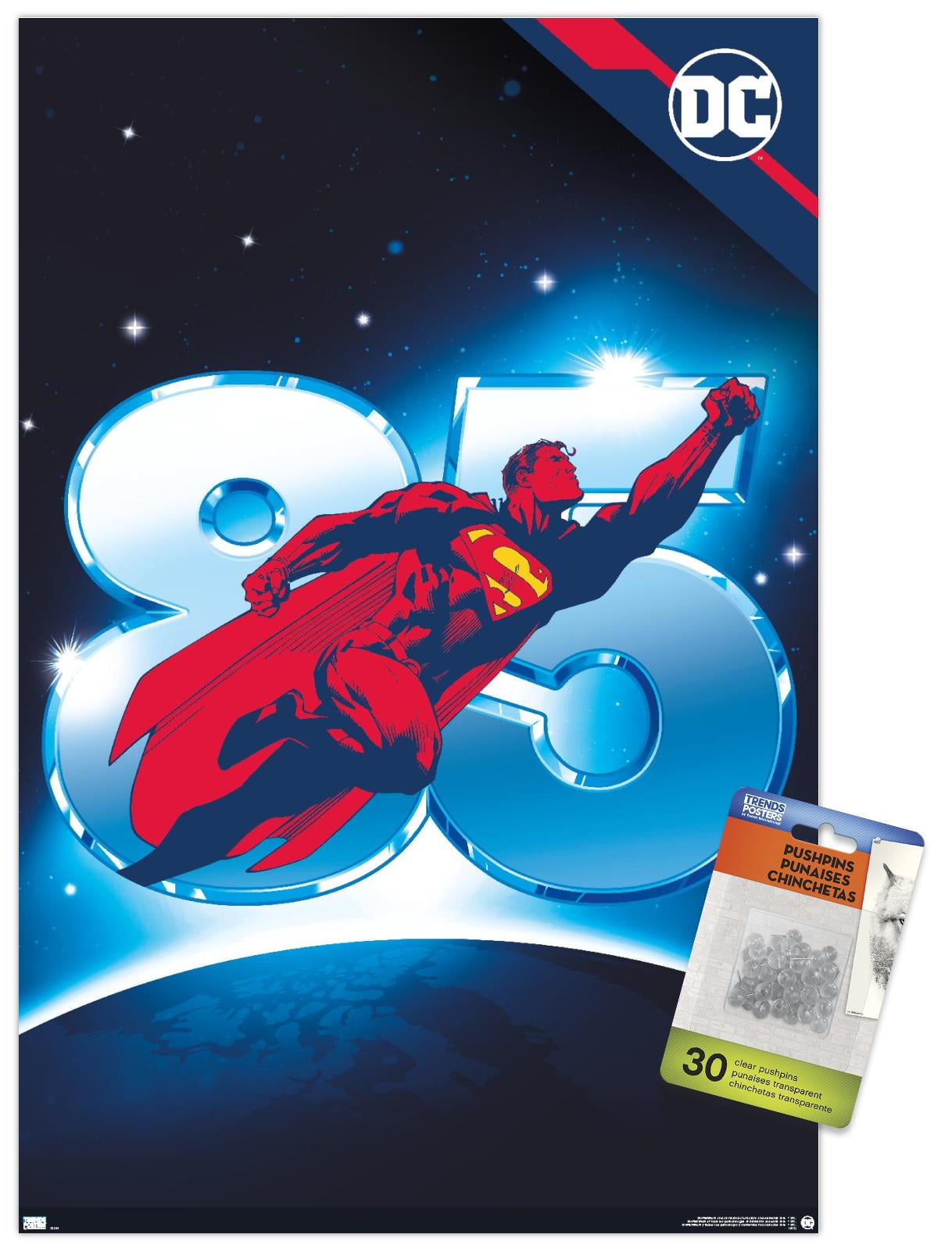 DC Comics Superman 85th Wall Poster with Push Pins, 14.725" x 22.375 ...