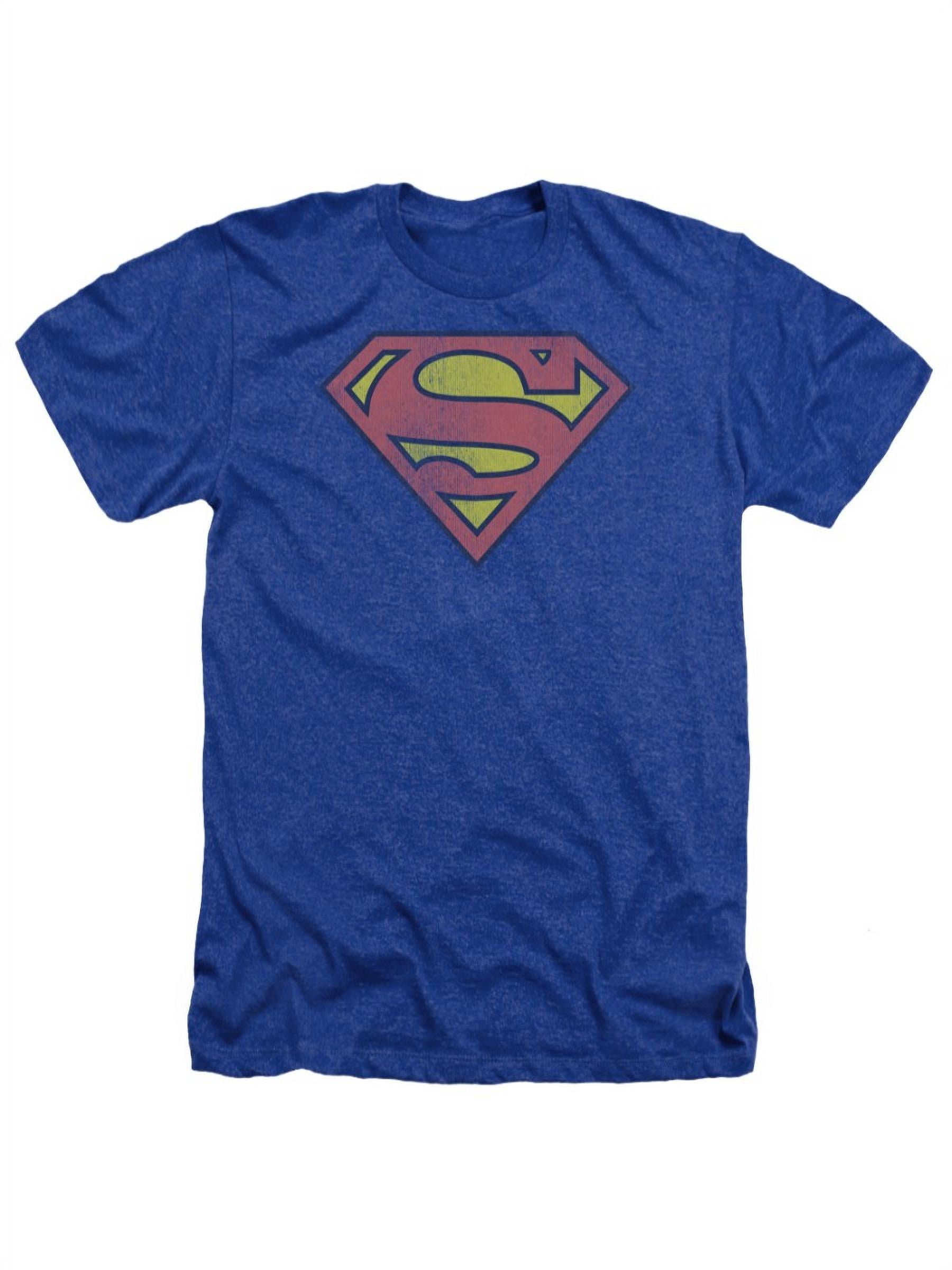 DC Comics Superman Classic Distressed S Shield Logo Blue Adult Heather ...