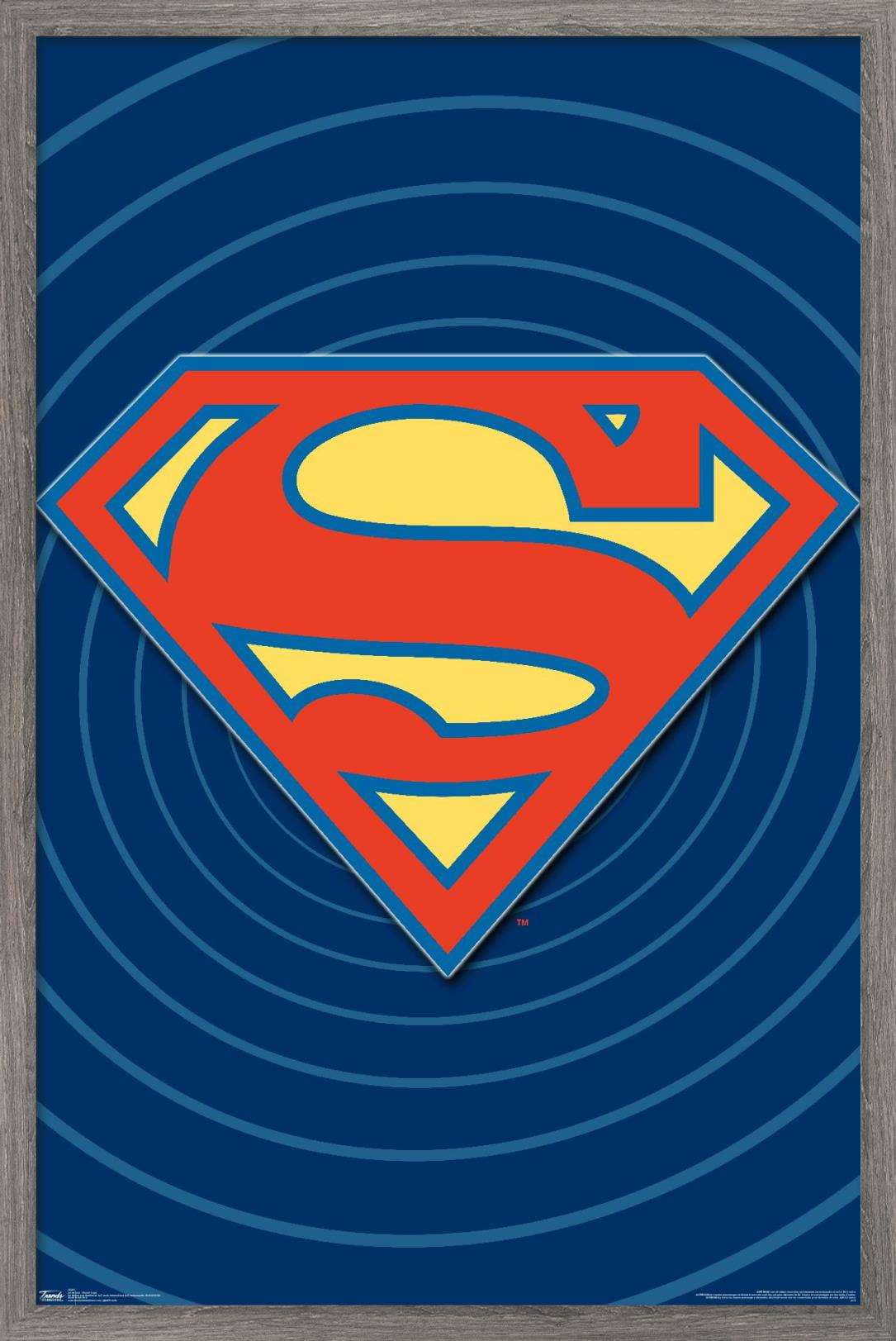 DC Comics - Superman - Classic Logo Wall Poster, 22.375" x 34", Framed ...