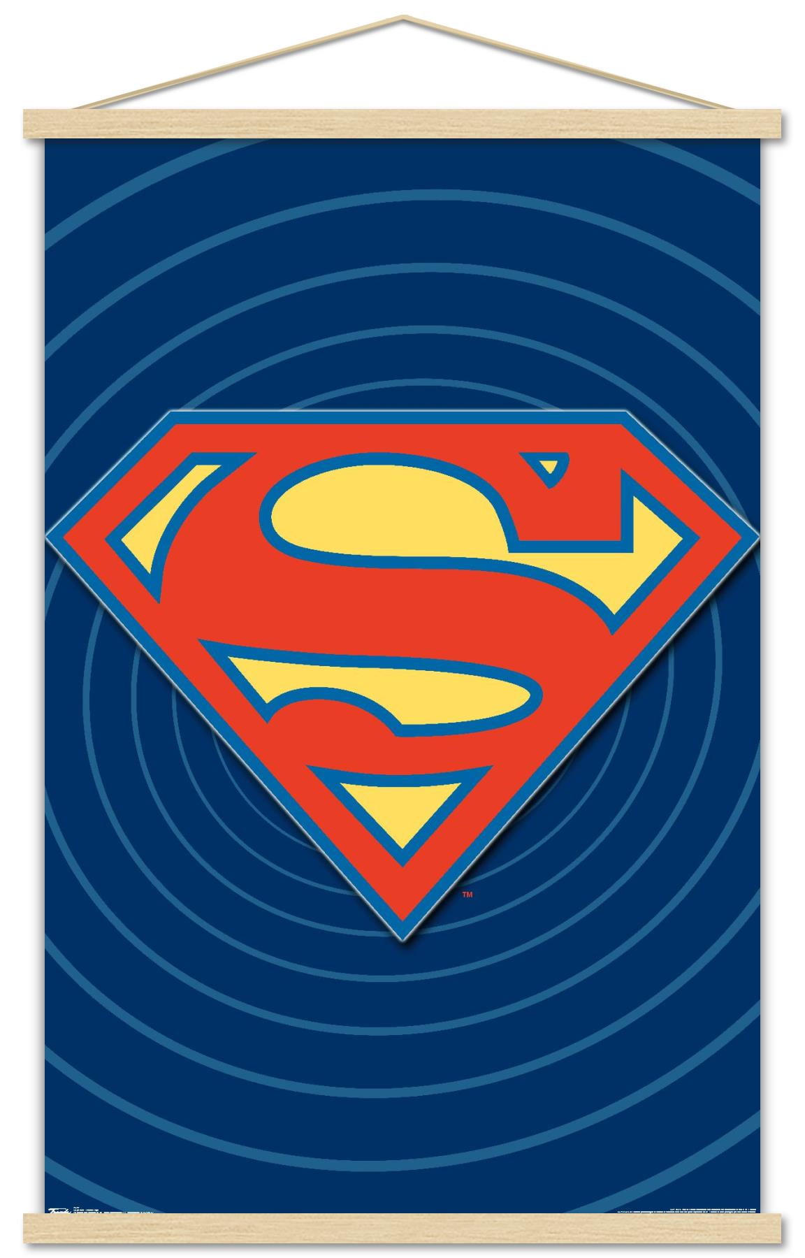 DC Comics - Superman - Classic Logo Wall Poster with Wooden Magnetic ...