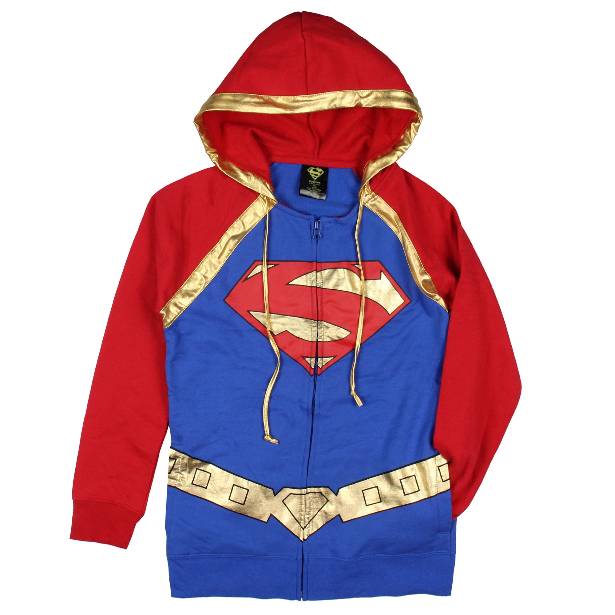 DC Comics Superman Junior Women's Hooded Zippered Costume S Logo Jacket ...