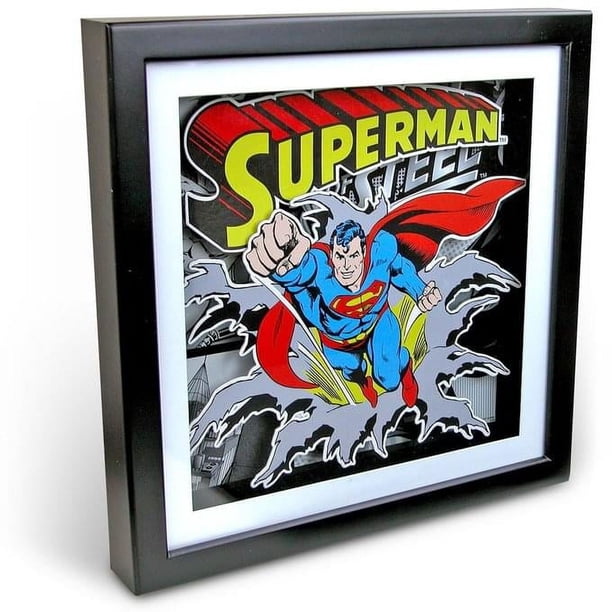 DC Comics Superman "Man of Steel" Wood Frame 3D Shadow Box Wall Art ...