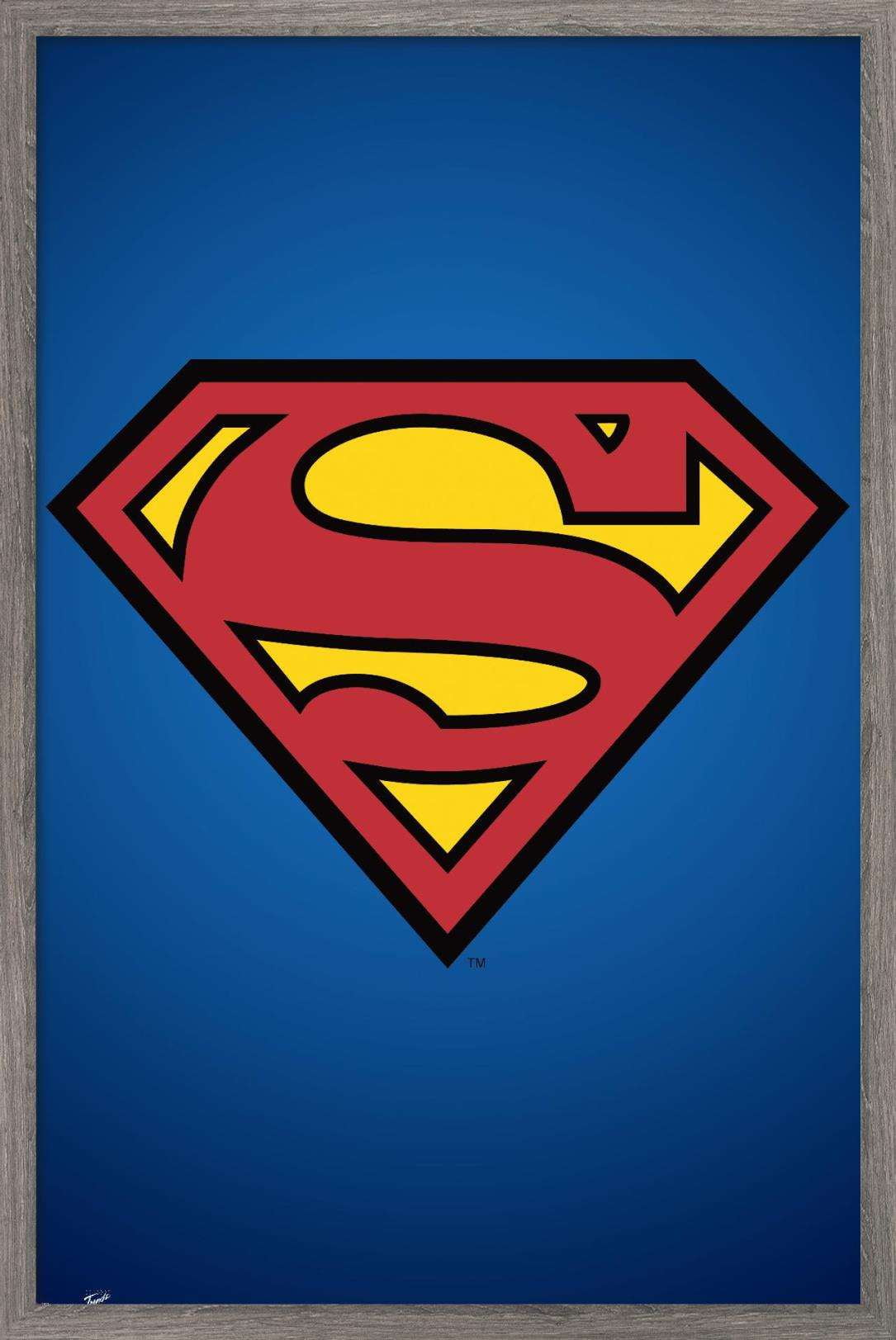 DC Comics - Superman - Shield Wall Poster, 22.375" x 34", Framed ...