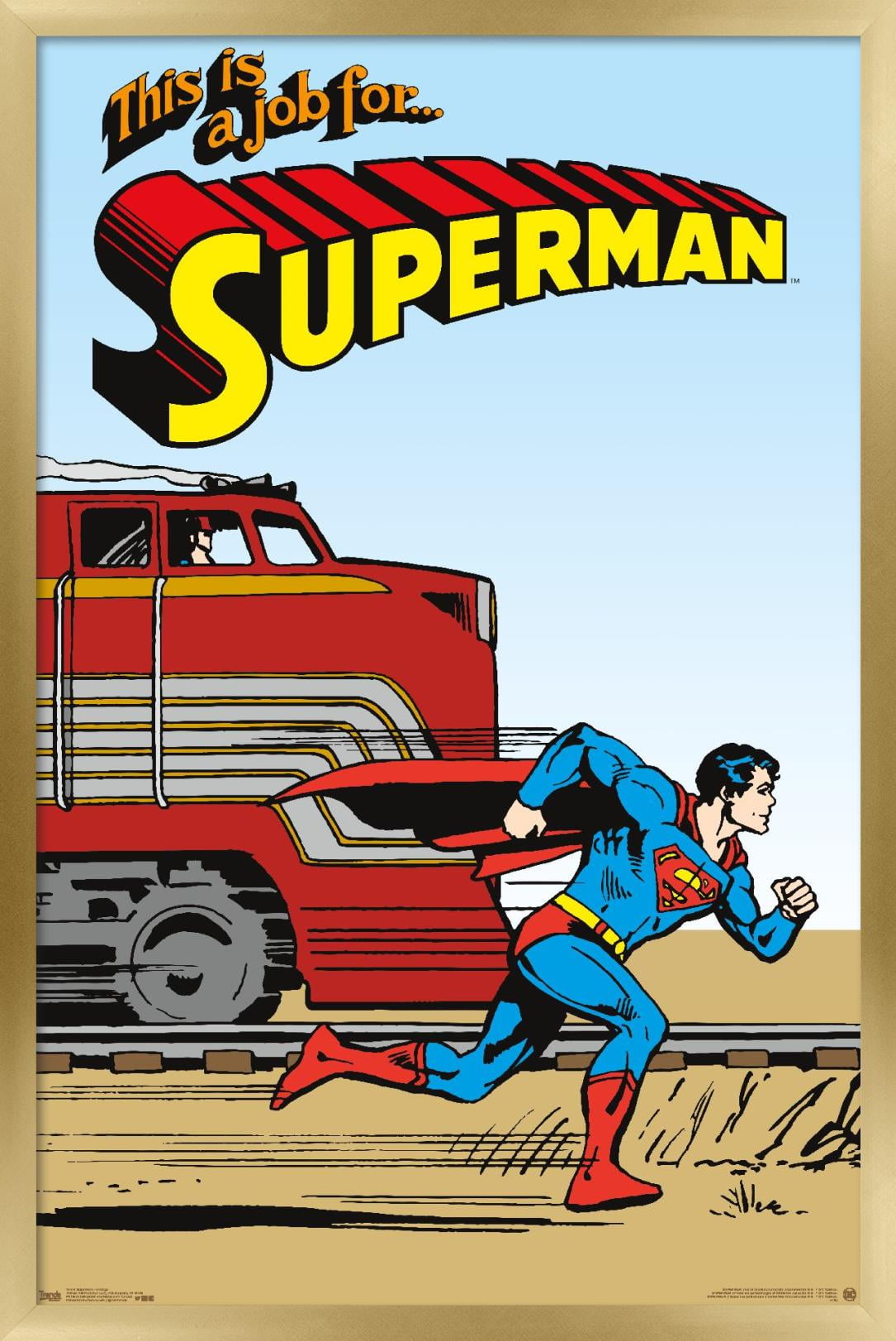 DC Comics - Superman - Vintage Wall Poster, 14.725" x 22.375", Framed ...