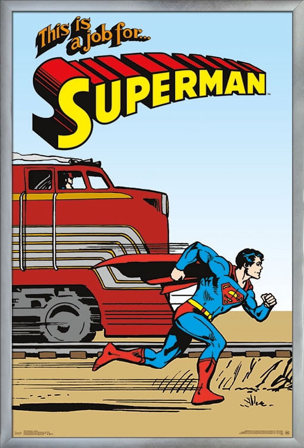 DC Comics - Superman - Vintage Wall Poster, 22.375" x 34", Framed ...