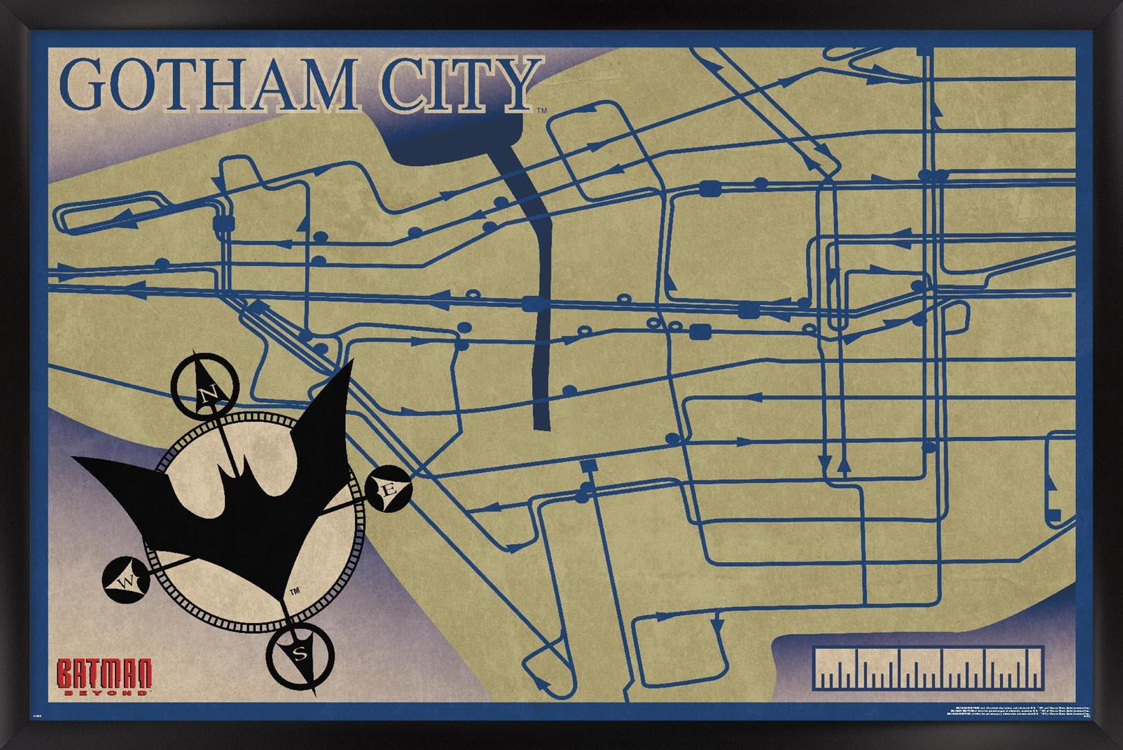 DC Comics TV Batman Beyond - Map Wall Poster, 14.725" x 22.375" Framed ...
