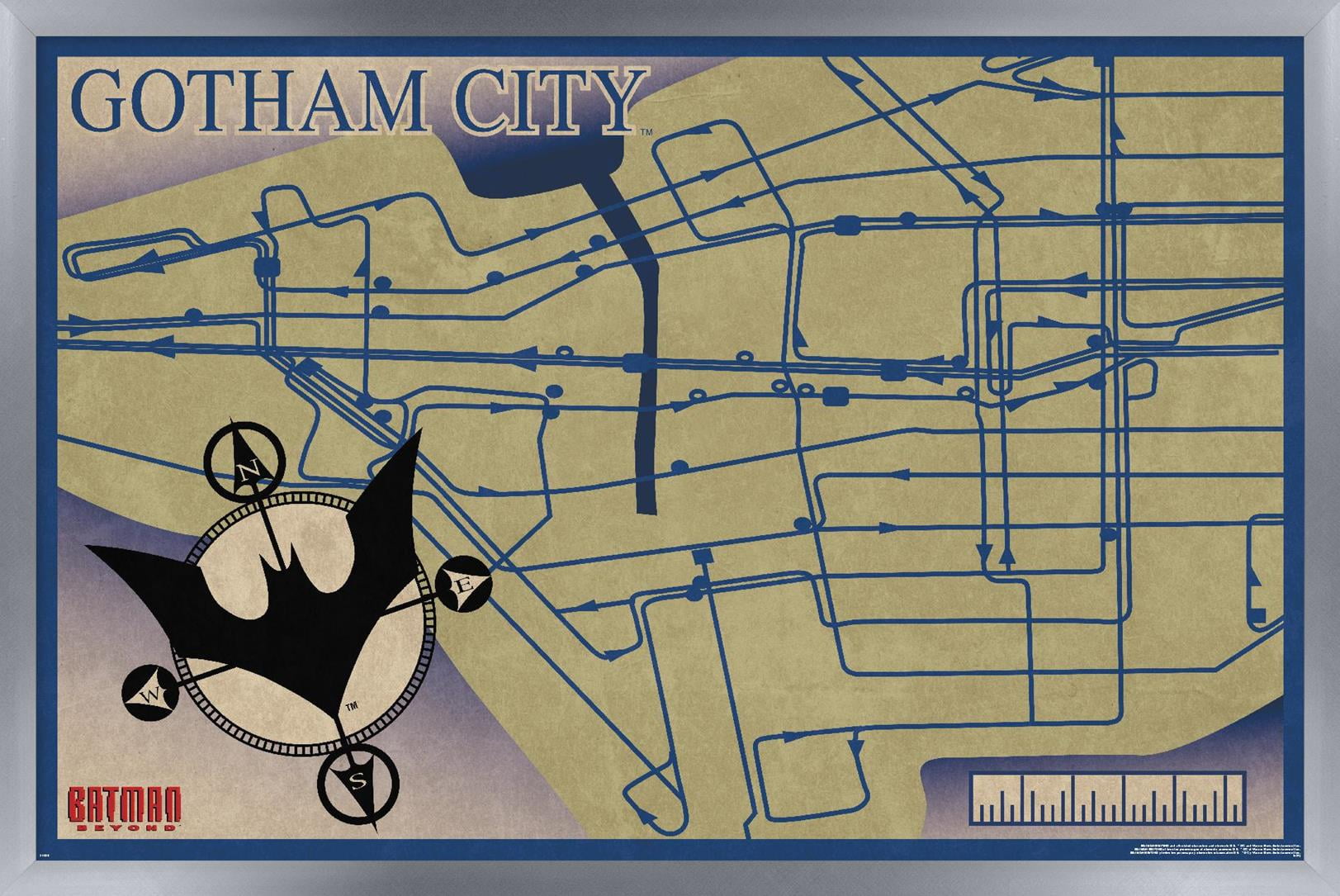 DC Comics TV Batman Beyond - Map Wall Poster, 22.375" x 34" Framed ...
