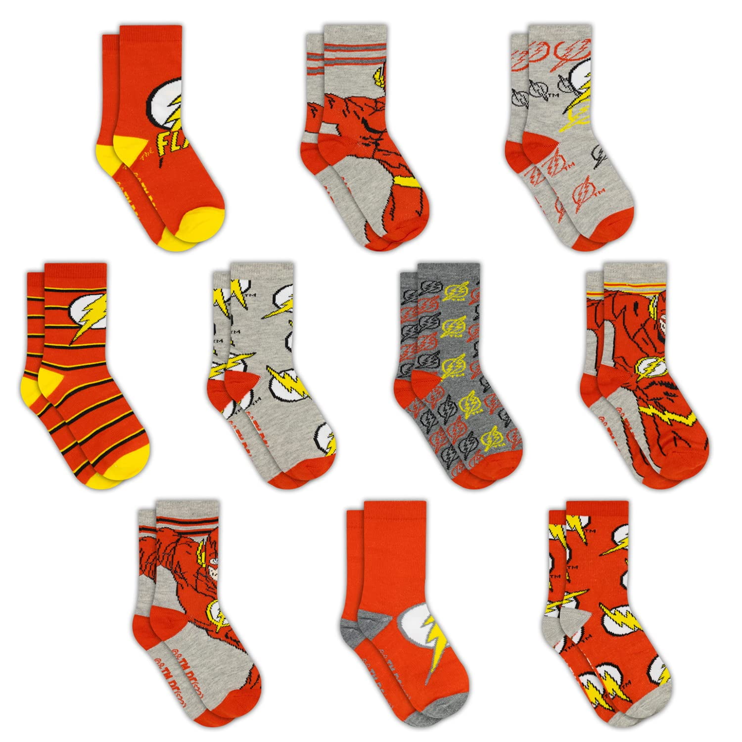 DC Comics The Flash Boys Socks - 10-Pack Superhero Toddler Socks ...