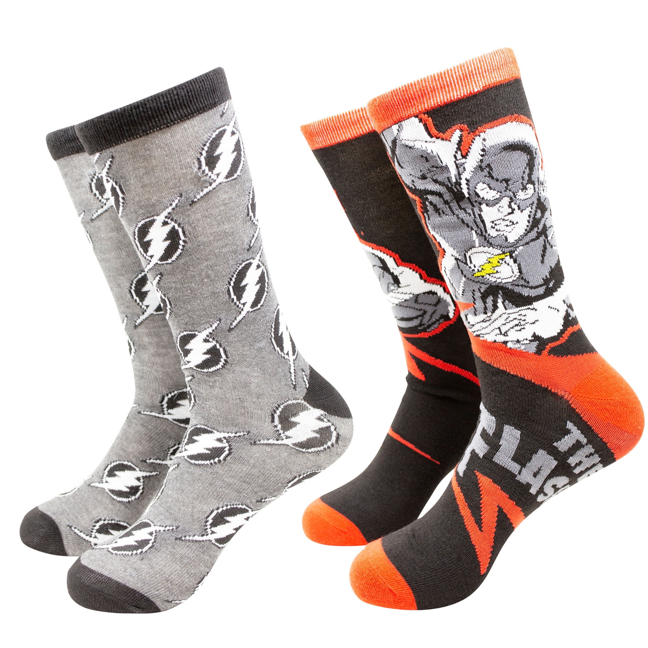 DC Comics The Flash Men's Crew Socks 2 Pair Pack Shoe Size 6-12 ...