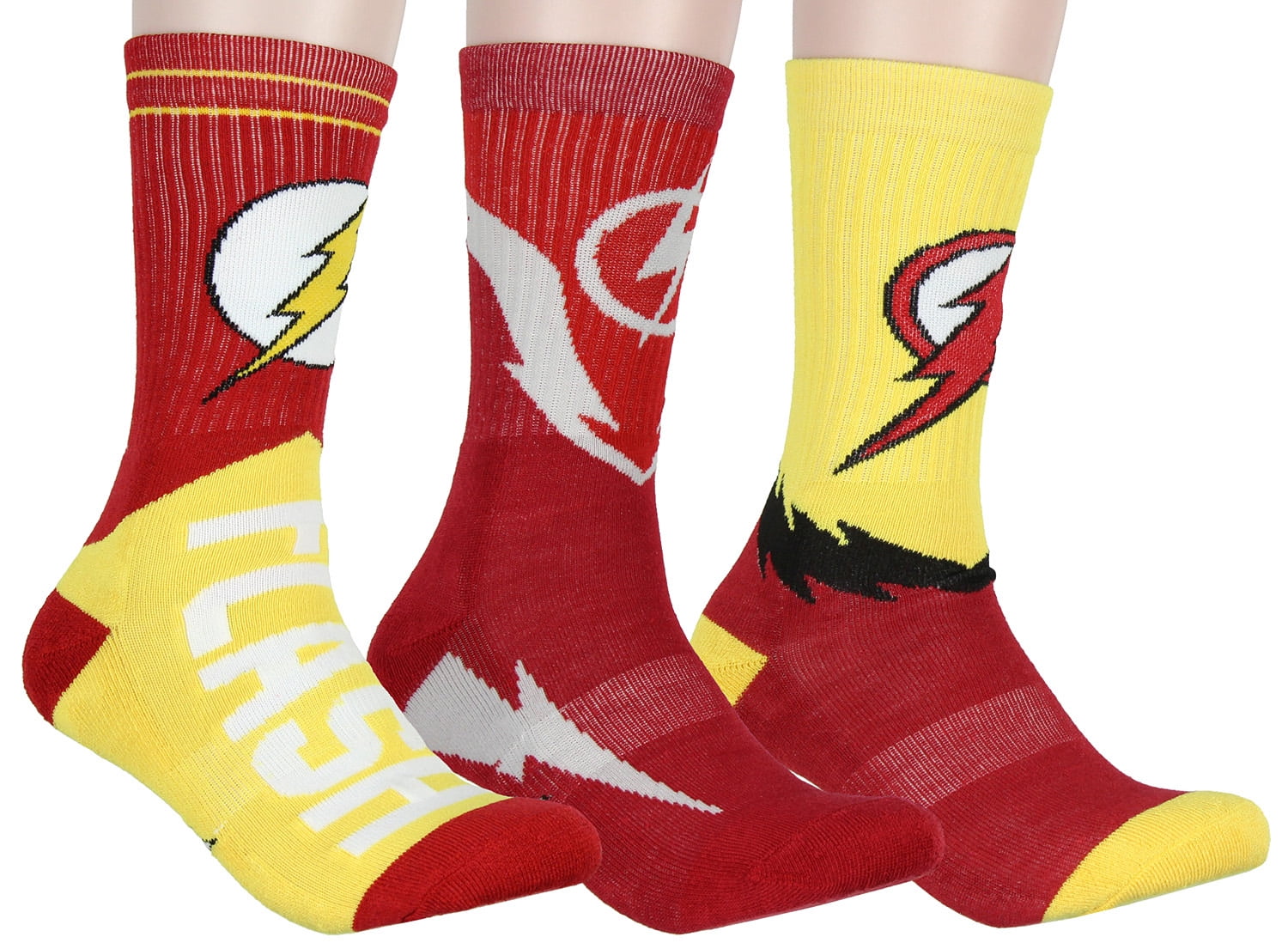 DC Comics The Flash Superhero Logo Athletic Crew Socks 3 Pair Pack For ...