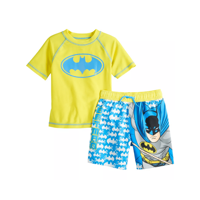 DC Comics Toddler Boys' Batman Rash Guard and Swim Trunks Set, Sizes 2T ...