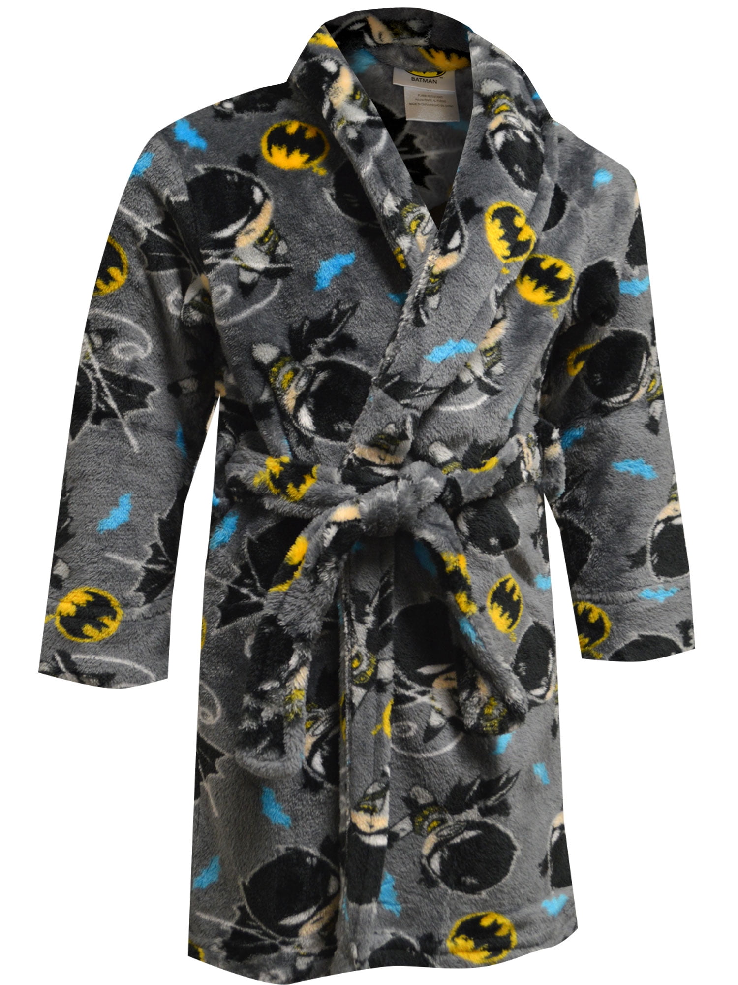 DC Comics Toddler Boys Plush Gray Fleece Batman Bathrobe Bath Robe 2T ...