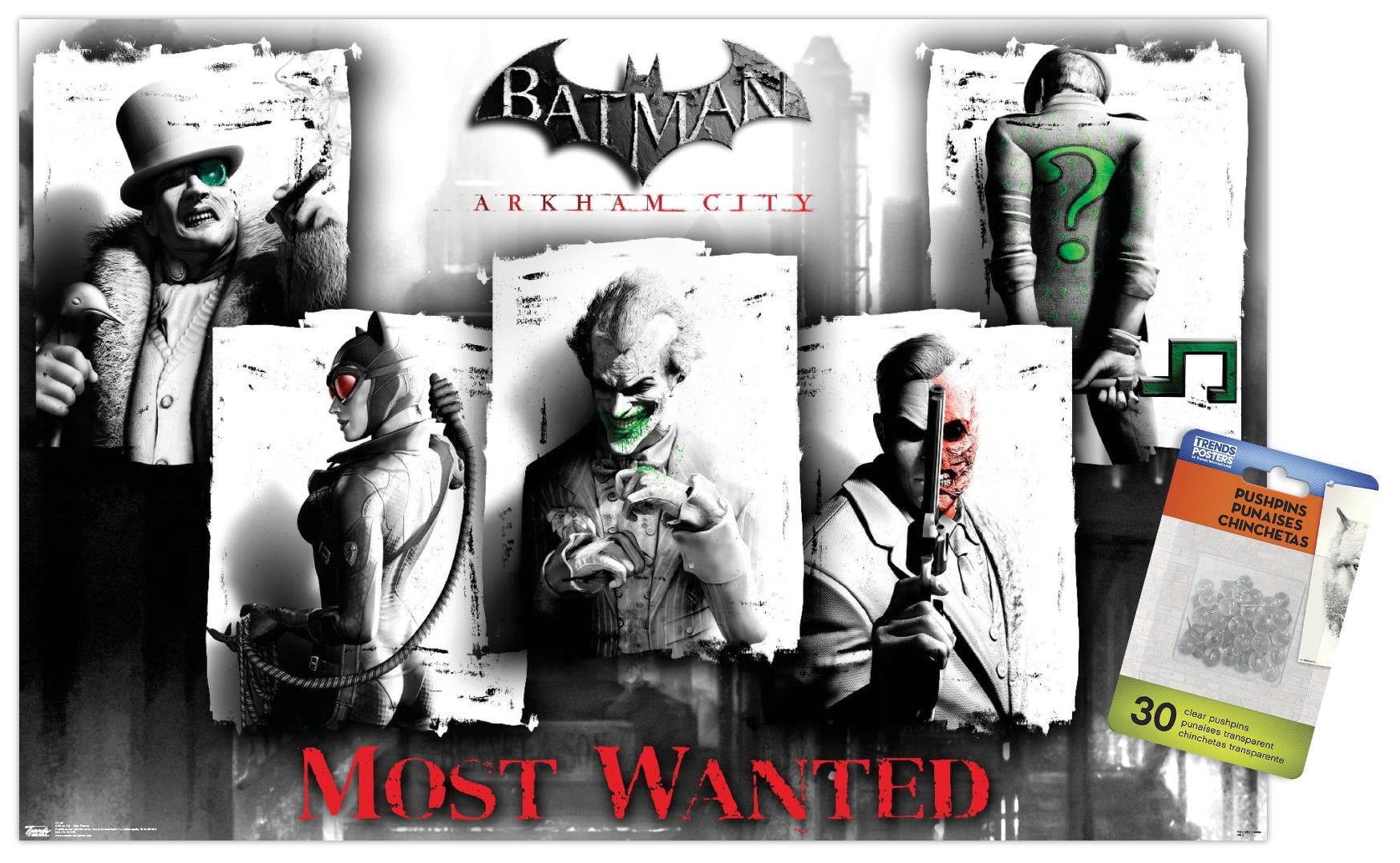 DC Comics Video Game - Arkham City - Most Wanted Wall Poster with Push ...