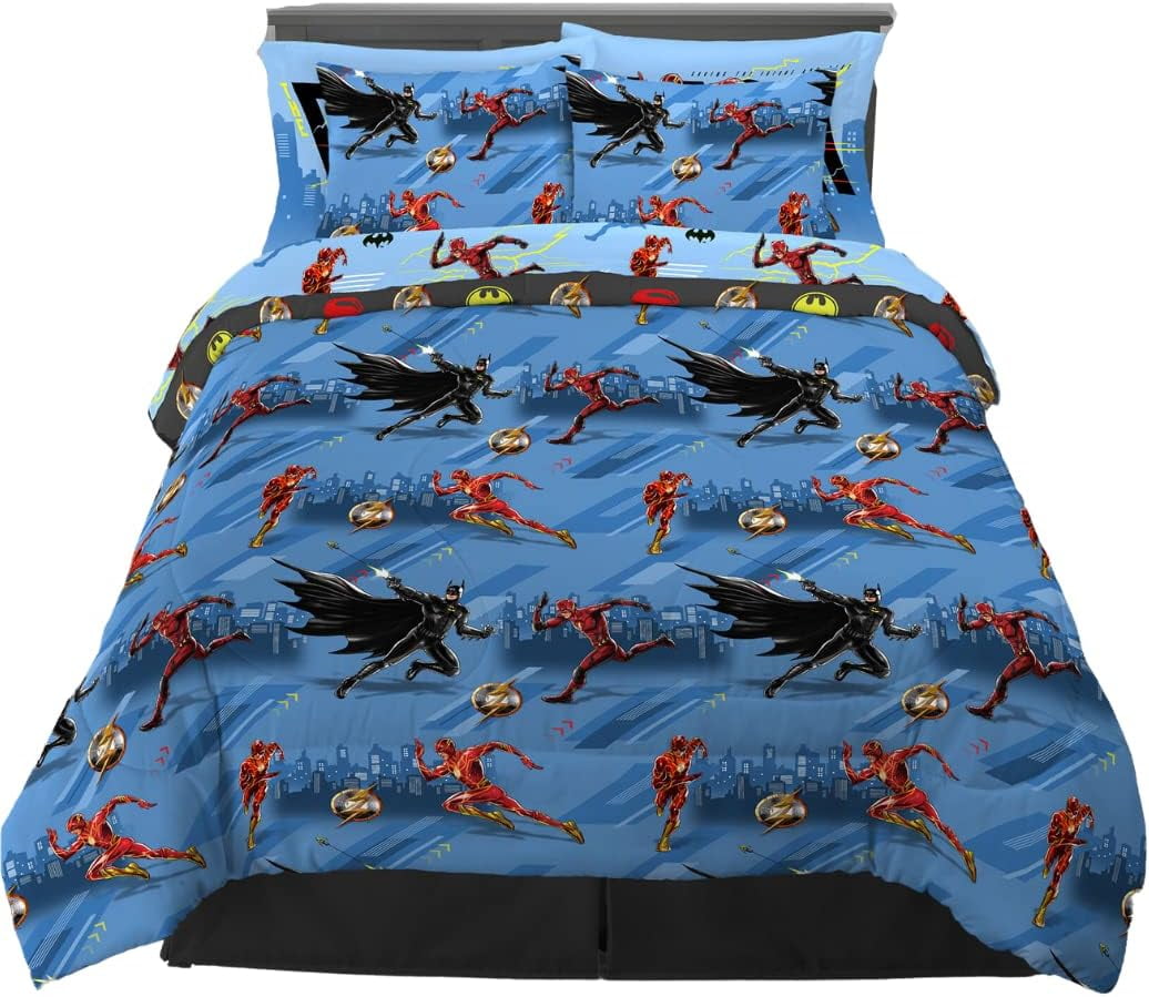 DC Comics WB the Flash Movie Super Soft Comforter and Sheet Set with ...