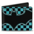 DC Comics Wallet, Bifold, Batman Bat Logo Close Up Checker Teal Black ...