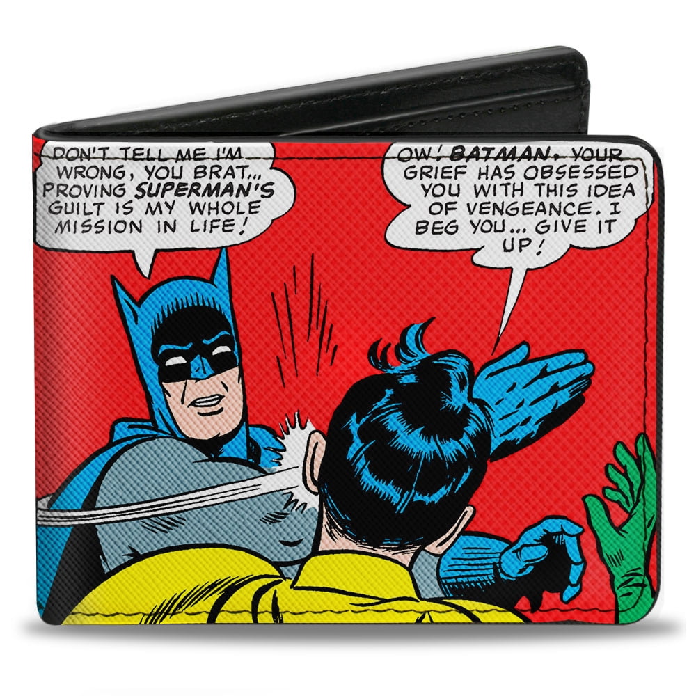 DC Comics Wallet, Bifold, Batman Slapping Robin Scene Halftone Reds ...