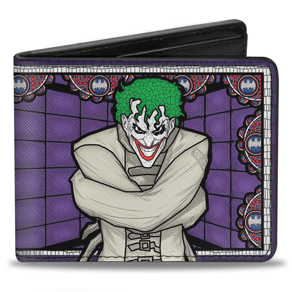 DC Comics Wallet, Bifold, Joker Stained Glass Straitjacket Bat Logo ...