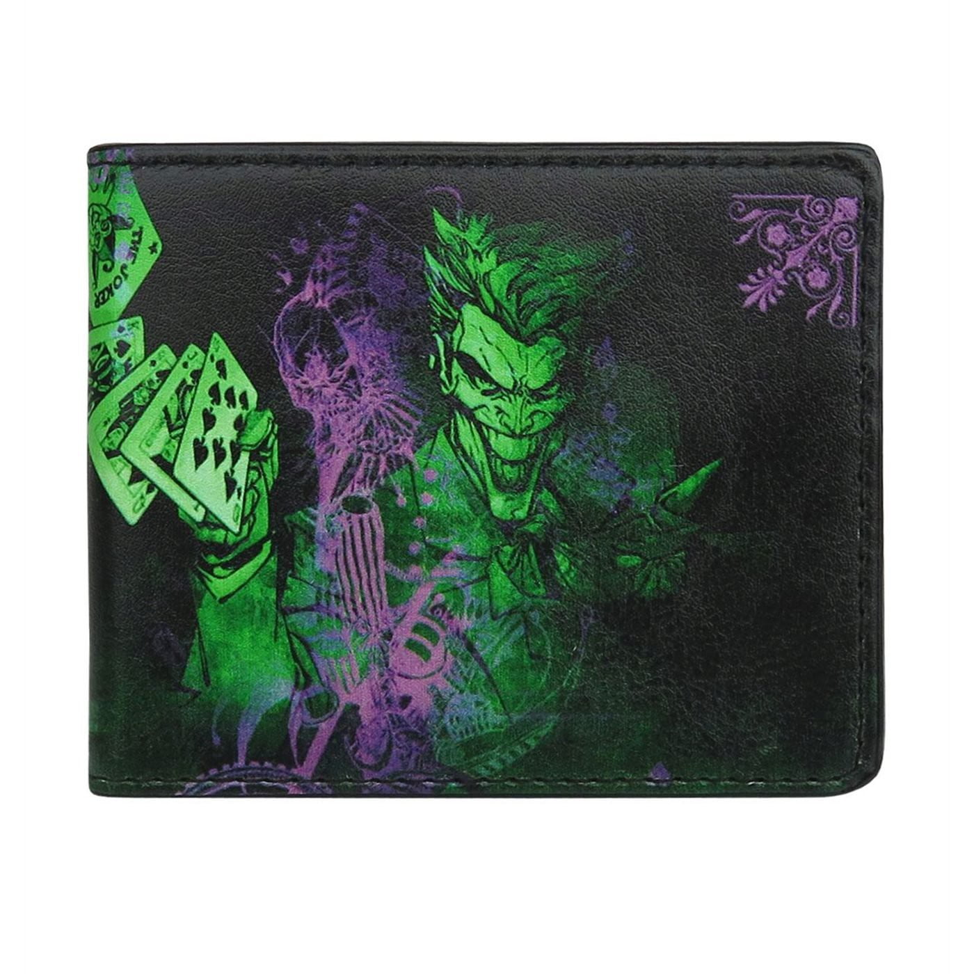 DC Comics Wallet, Bifold, The Joker Card Flipping Poses Black Greens ...