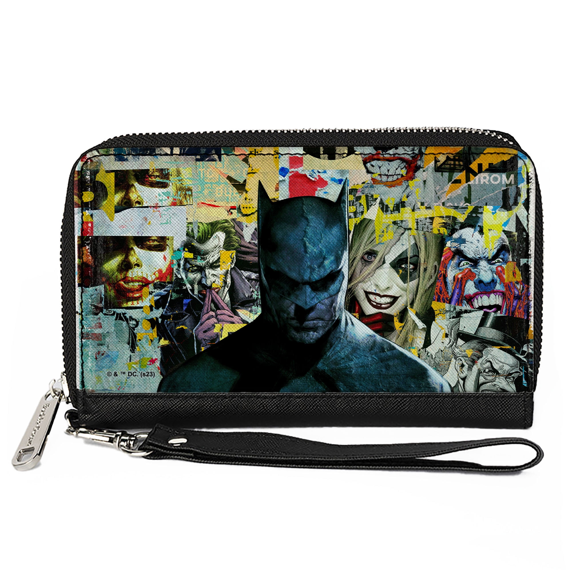 DC Comics Wallet, Zip Around, Batman and Gotham City Villains Torn Faces Graffiti Collage, Vegan ...
