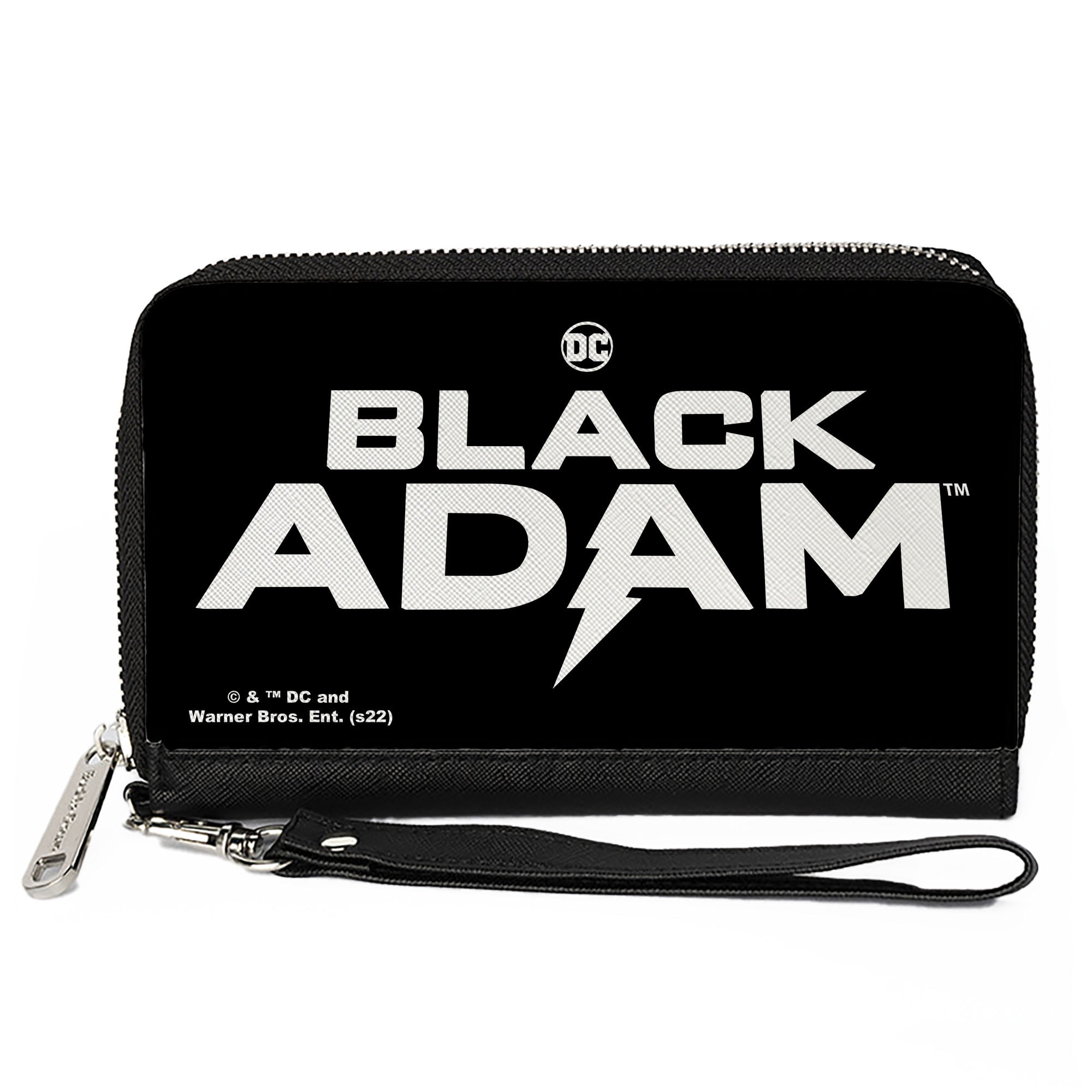 DC Comics Wallet, Zip Around, Black Adam Title Logo Black White, Vegan ...