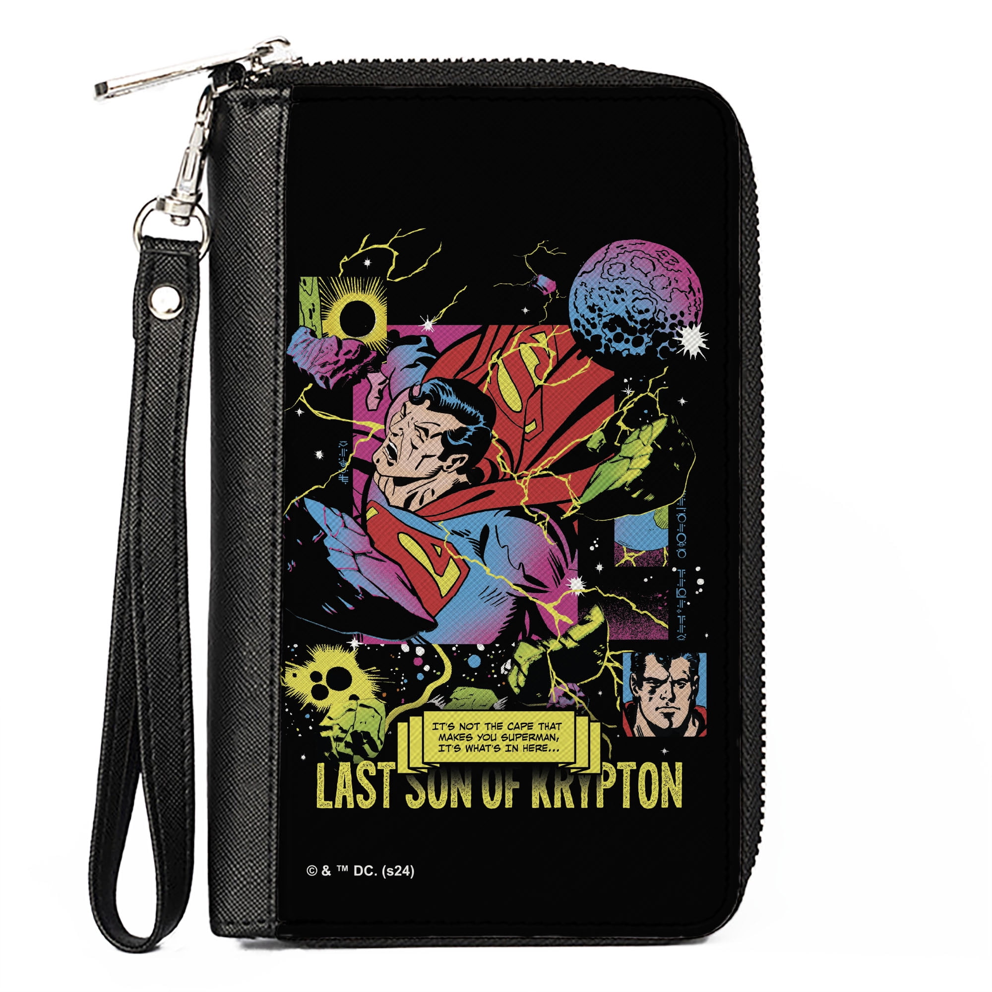 DC Comics Wallet, Zip Around, Superman Last Son of Krypton Pose Black ...