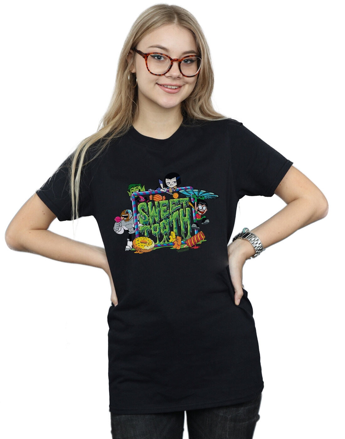 DC Comics Women's Teen Titans Go Sweet Tooth Boyfriend Fit T-Shirt ...