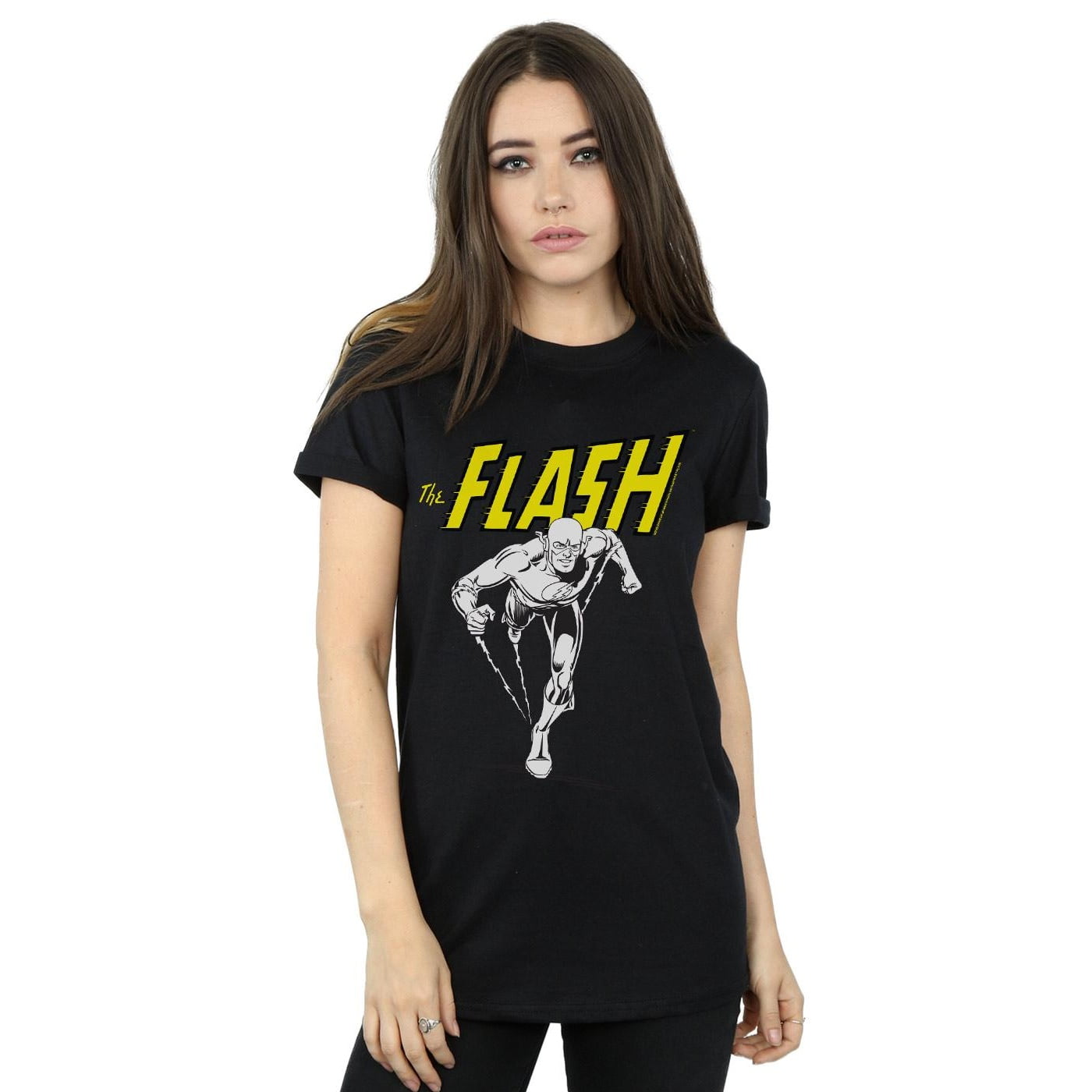DC Comics Womens The Flash Mono Action Pose Cotton Boyfriend T-Shirt ...