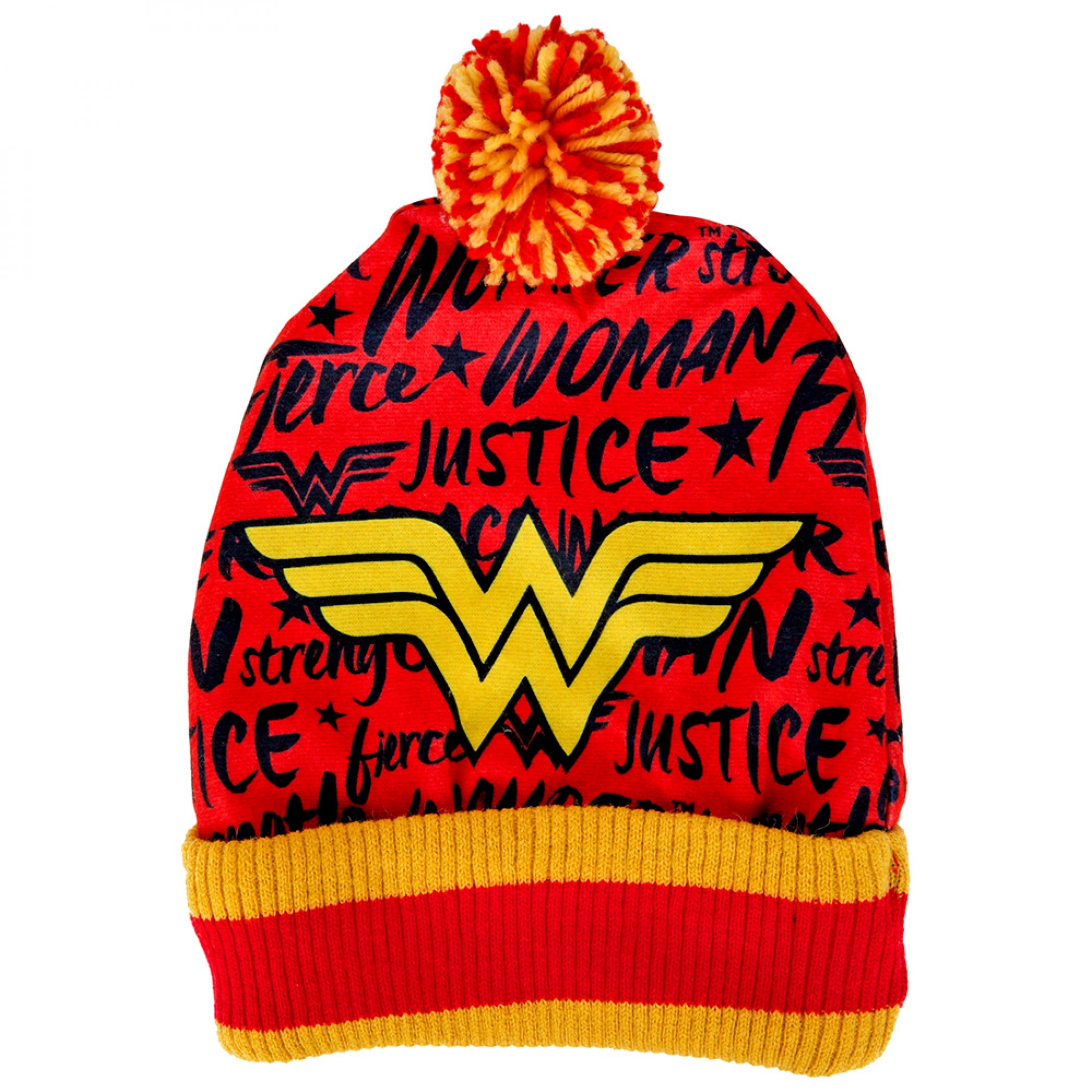 DC Comics Wonder Woman Symbol, Attributes Print, Red and Yellow Cotton ...