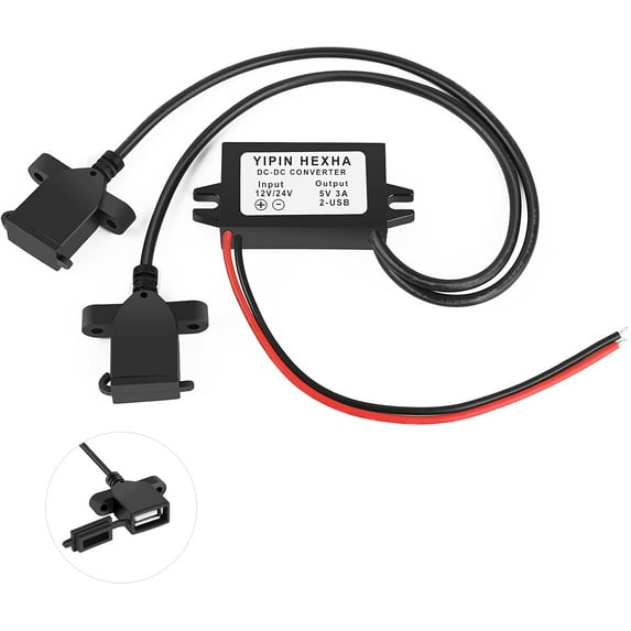 DC Converter 12V 24V to 5V 3A 15W Dual USB Female DC DC Buck Converter ...