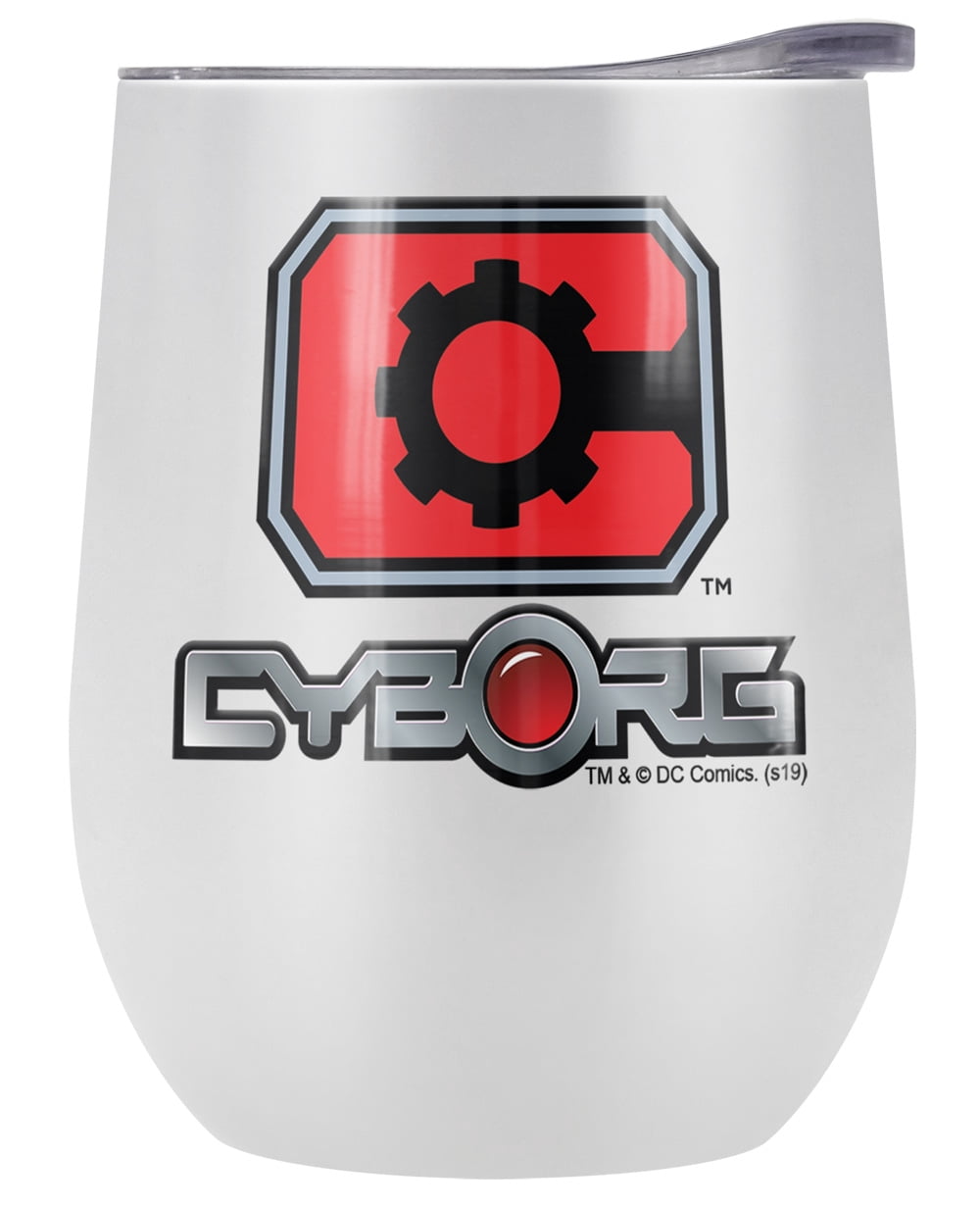 DC Cyborg Official Justice League Cyborg Logo Pattern 12 OZ Stemless ...