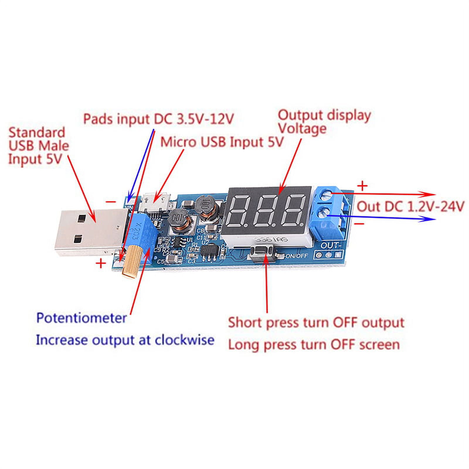 DC-DC USB step up/down power supply module boost converter 5V to 3.3V/12V - Walmart.com