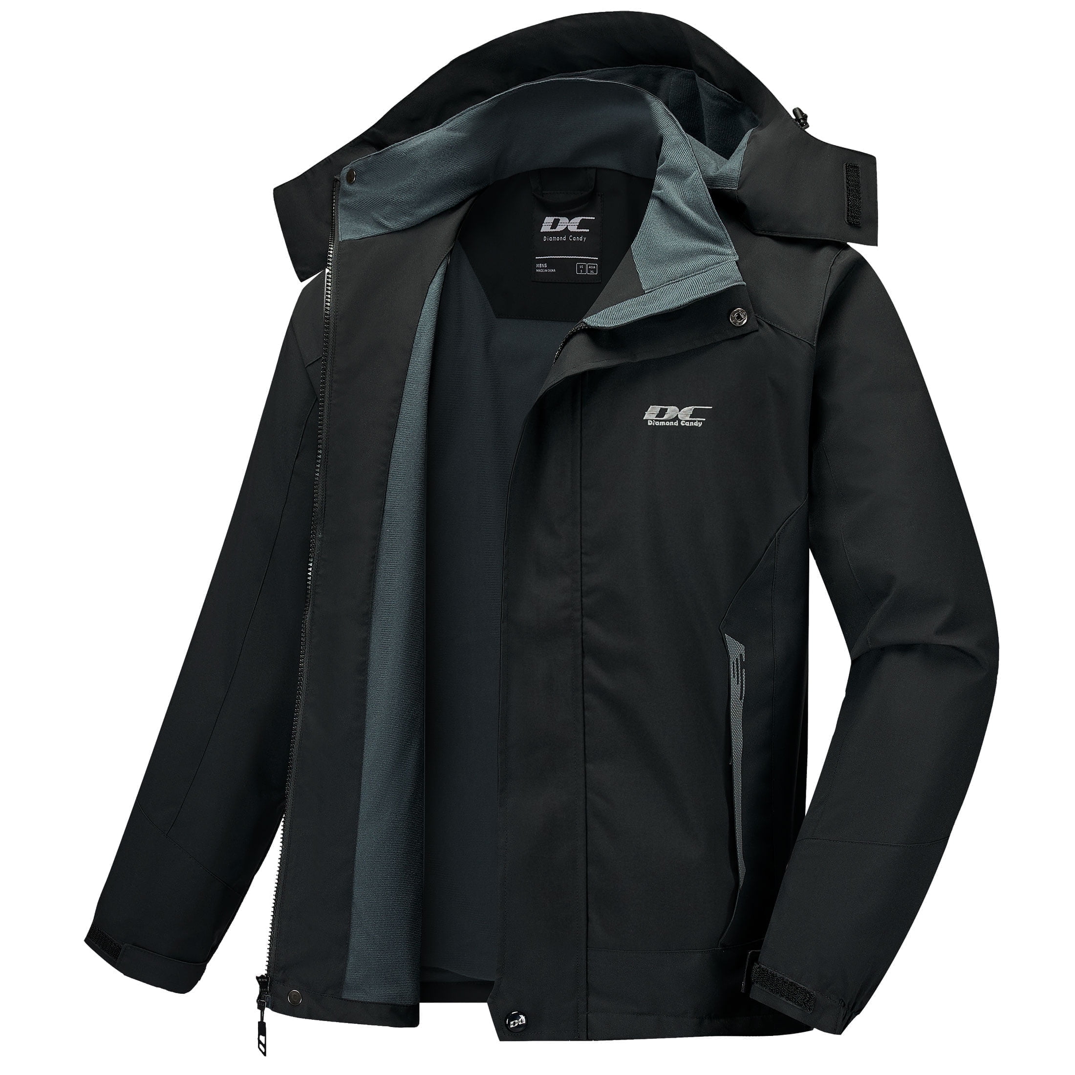DC Diamond Candy Men's Waterproof Hooded Jacket, Lightweight, Windproof ...
