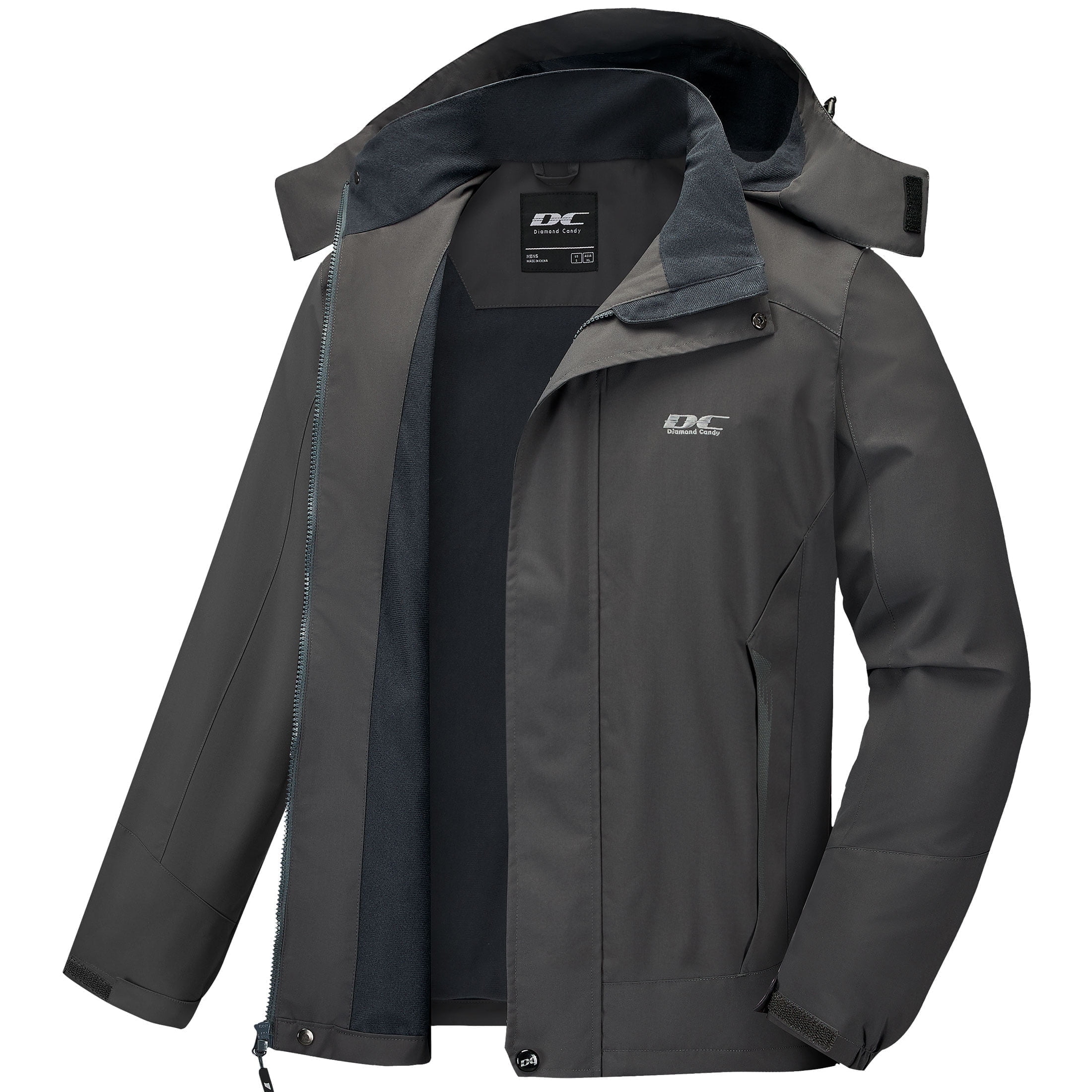 DC Diamond Candy Men's Waterproof Hooded Jacket, Lightweight Rain ...