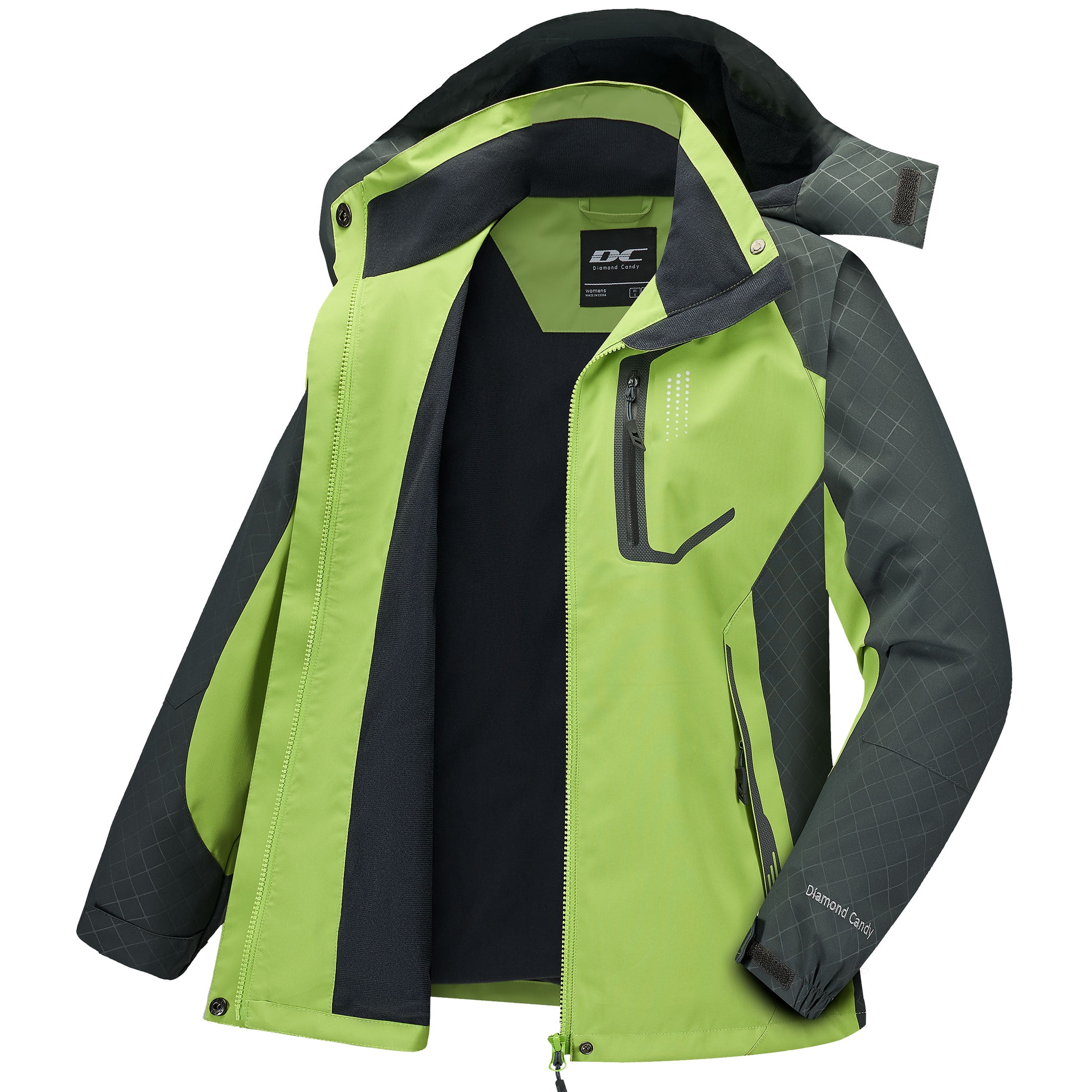 DC Diamond Candy Womens Rain Jacket Waterproof Coat with Hood Windproof ...