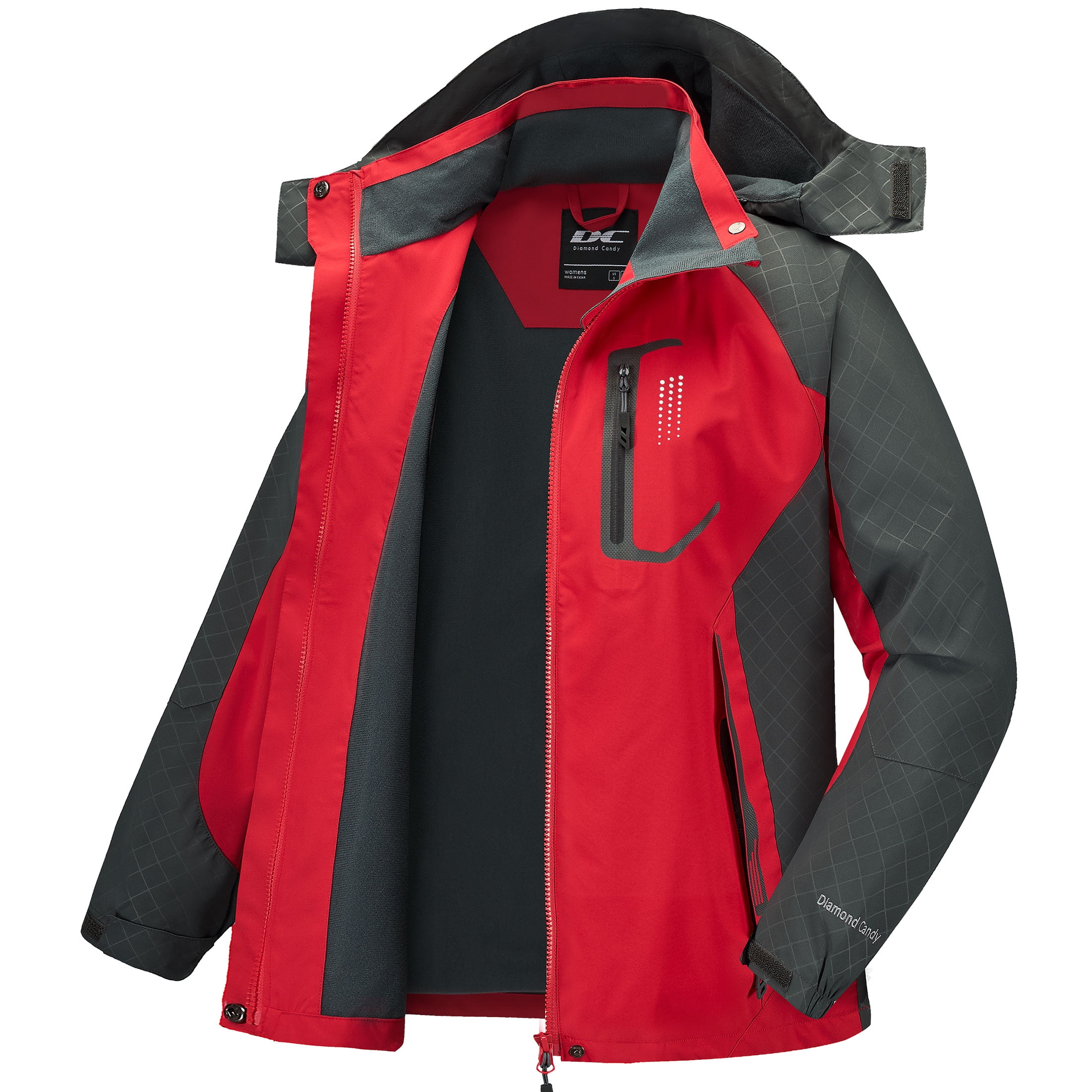 DC Diamond Candy Womens Rain Jacket Waterproof Coat with Hood Windproof ...
