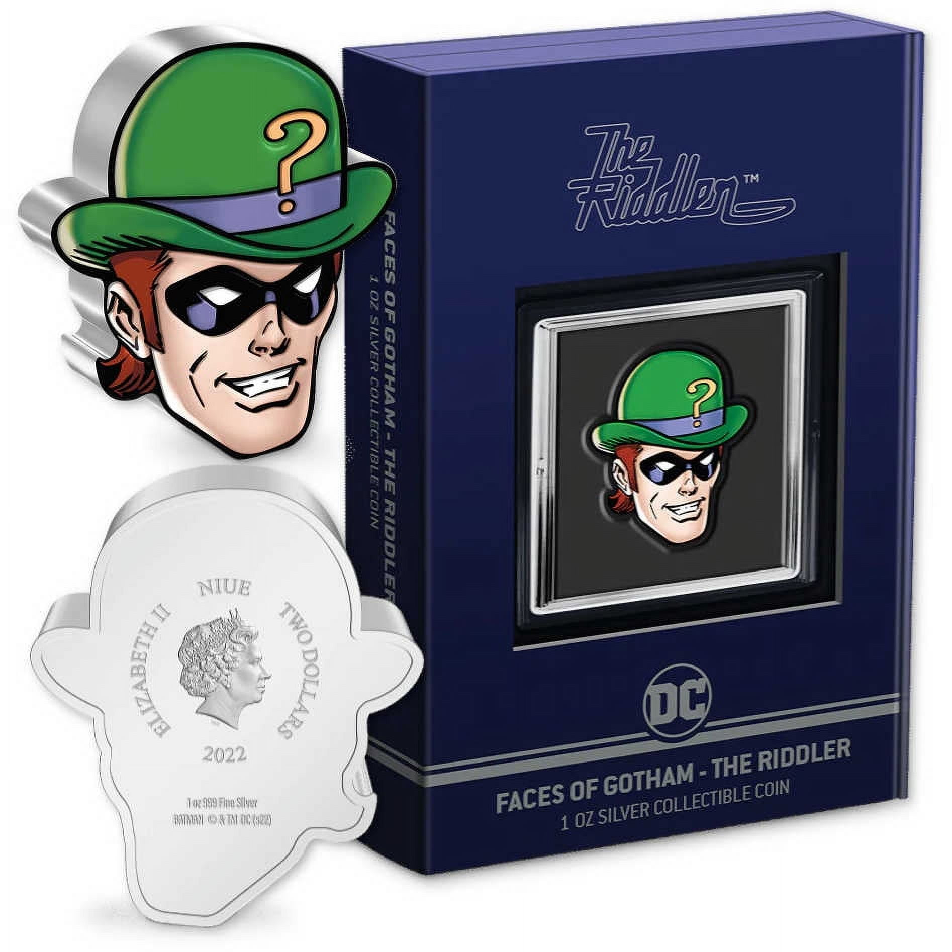DC Faces of Gotham The Riddler Silver Coin 2022 Niue COA SKU:OPC62 ...