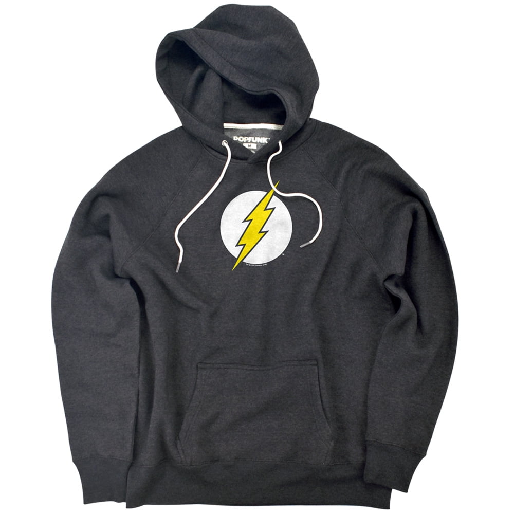 DC Flash Logo Unisex Adult Slim Fit Pull-Over Heather Hoodie, Charcoal ...