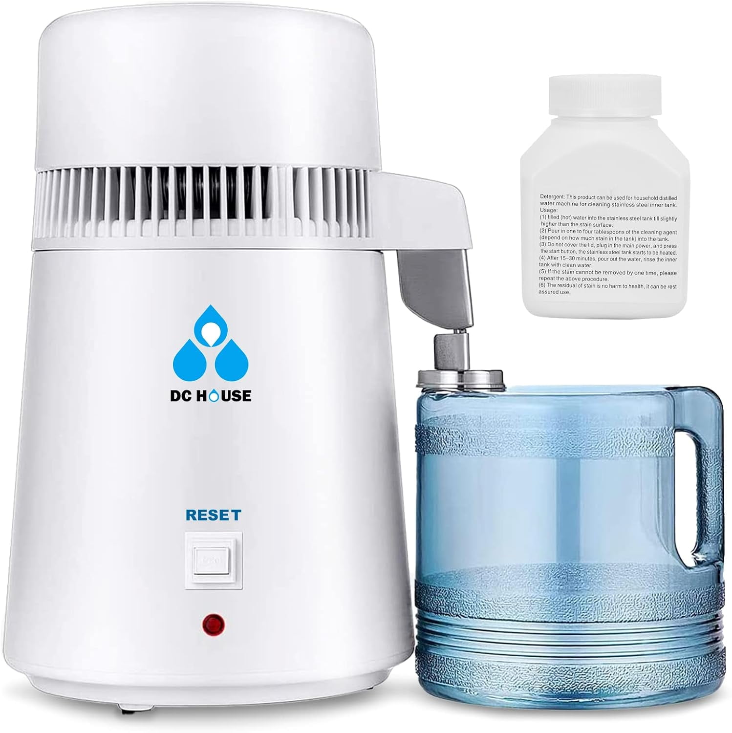 DC HOUSE 1 Gallon Water Distiller Machine, 750W 4L Pure Distilled Water Maker Machine for Home ...