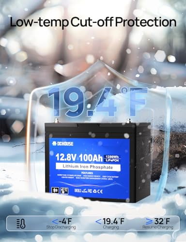 DC HOUSE 12V 100Ah LiFePO4 Lithium Battery, Bluetooth & Low Temp Cut ...